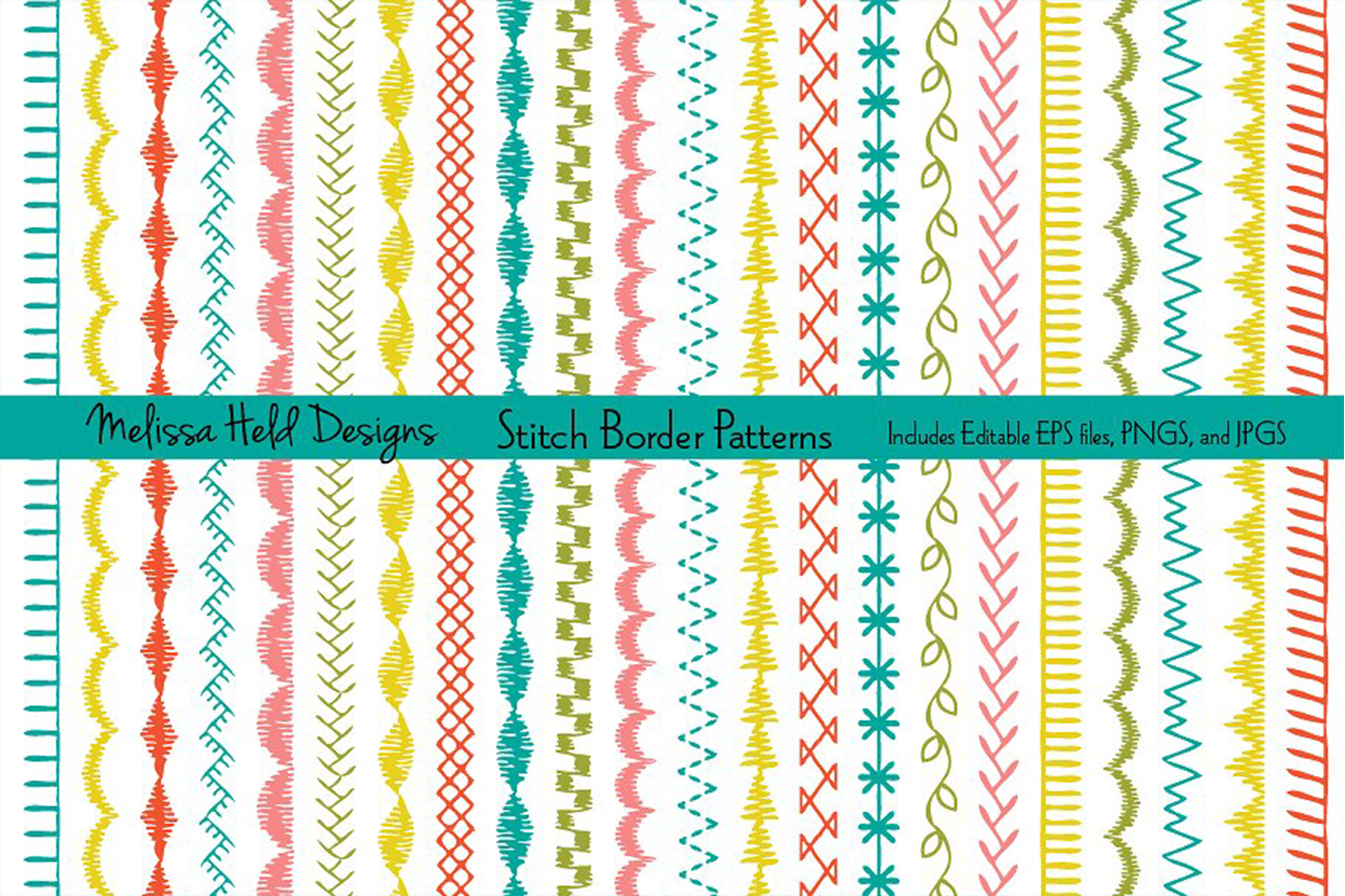 Stitched Border Patterns (151397) | Decorations | Design Bundles
