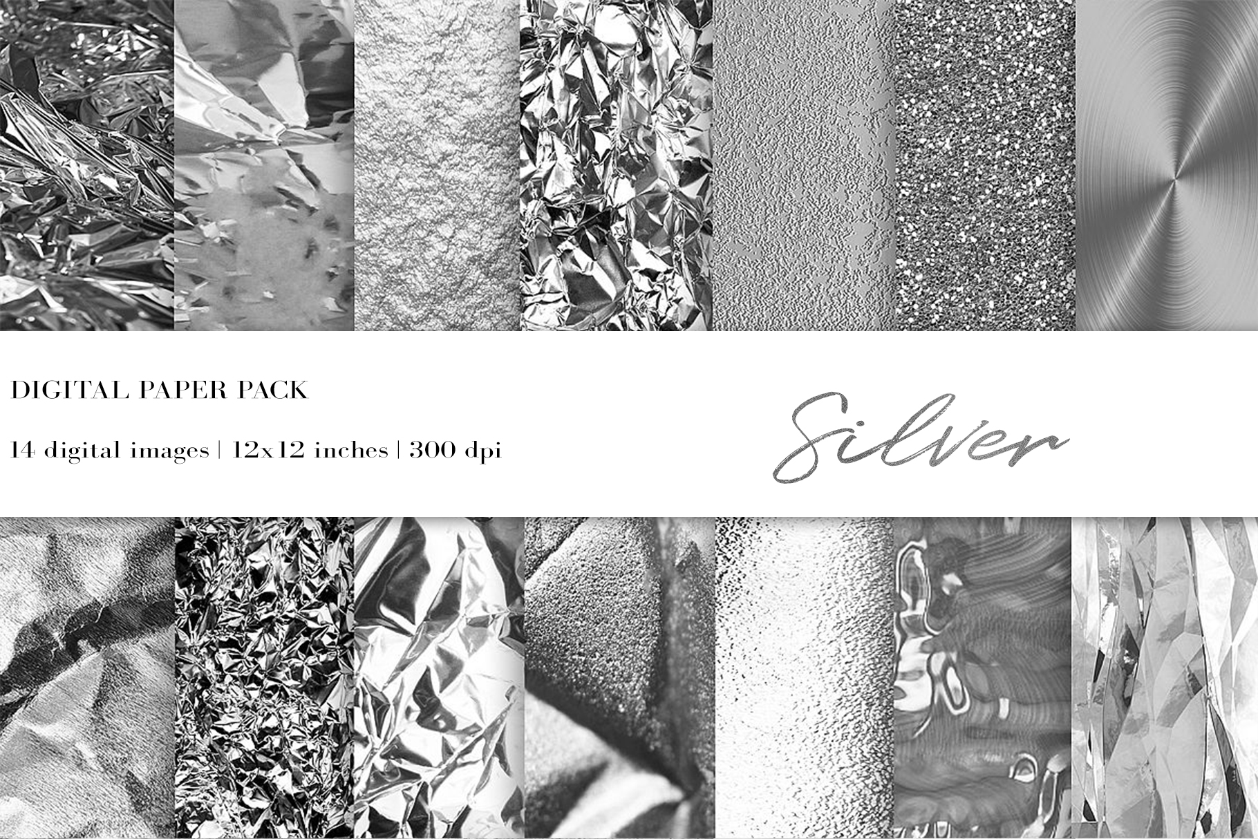 Silver Digital Papers, Silver Textures, Silver Backgrounds