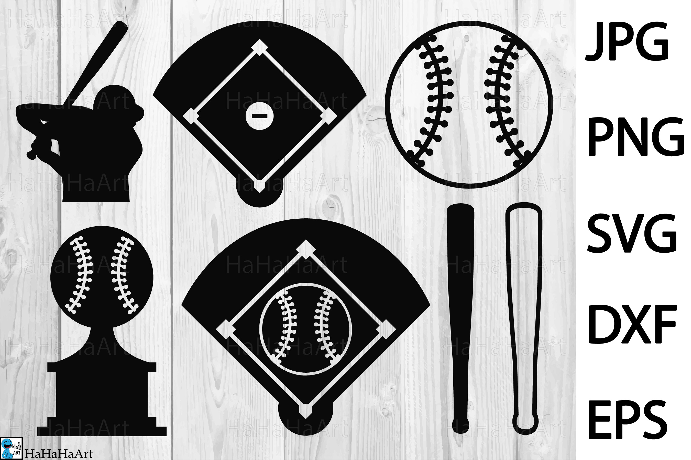 Baseball Monogram V1 Black - Clip art / Cutting Files - 77c