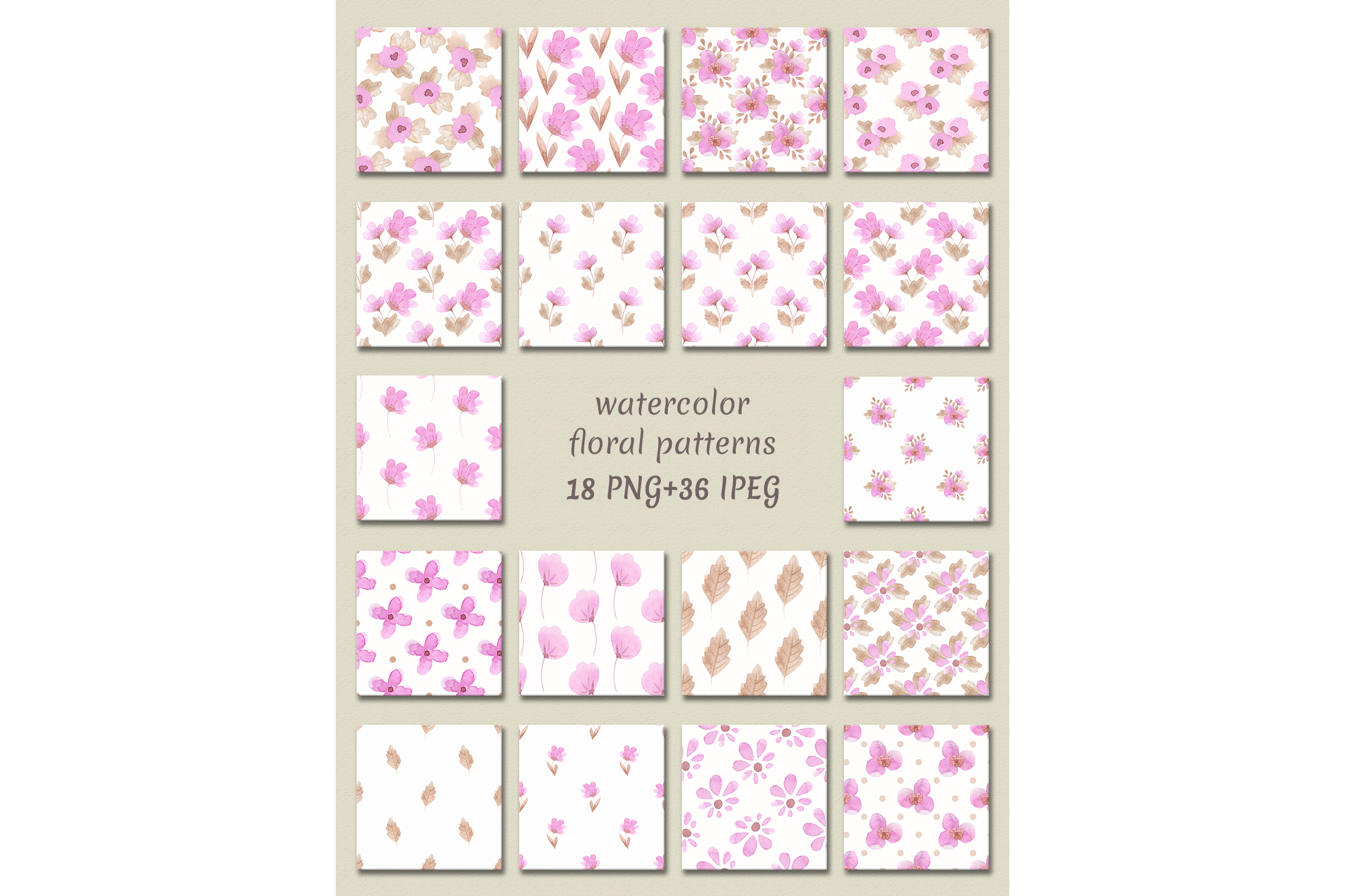 Flower fuchsia patterns watercolor