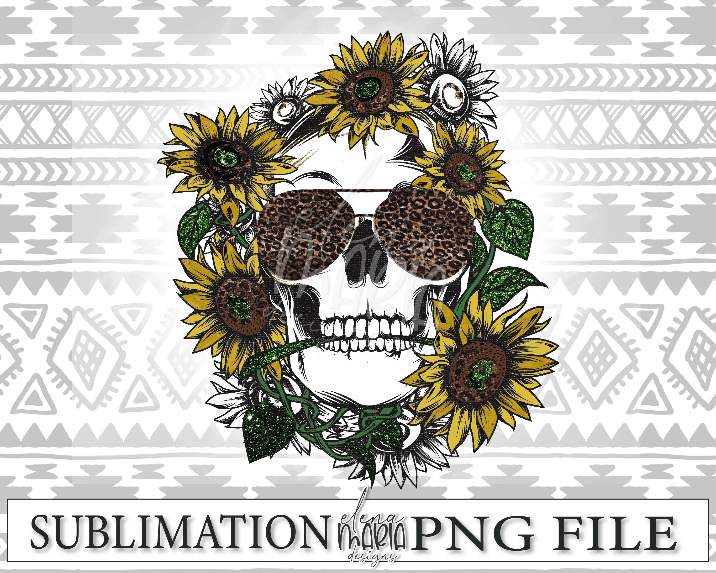 Skull Face With Leopard Print Glasses PNG Sublimation