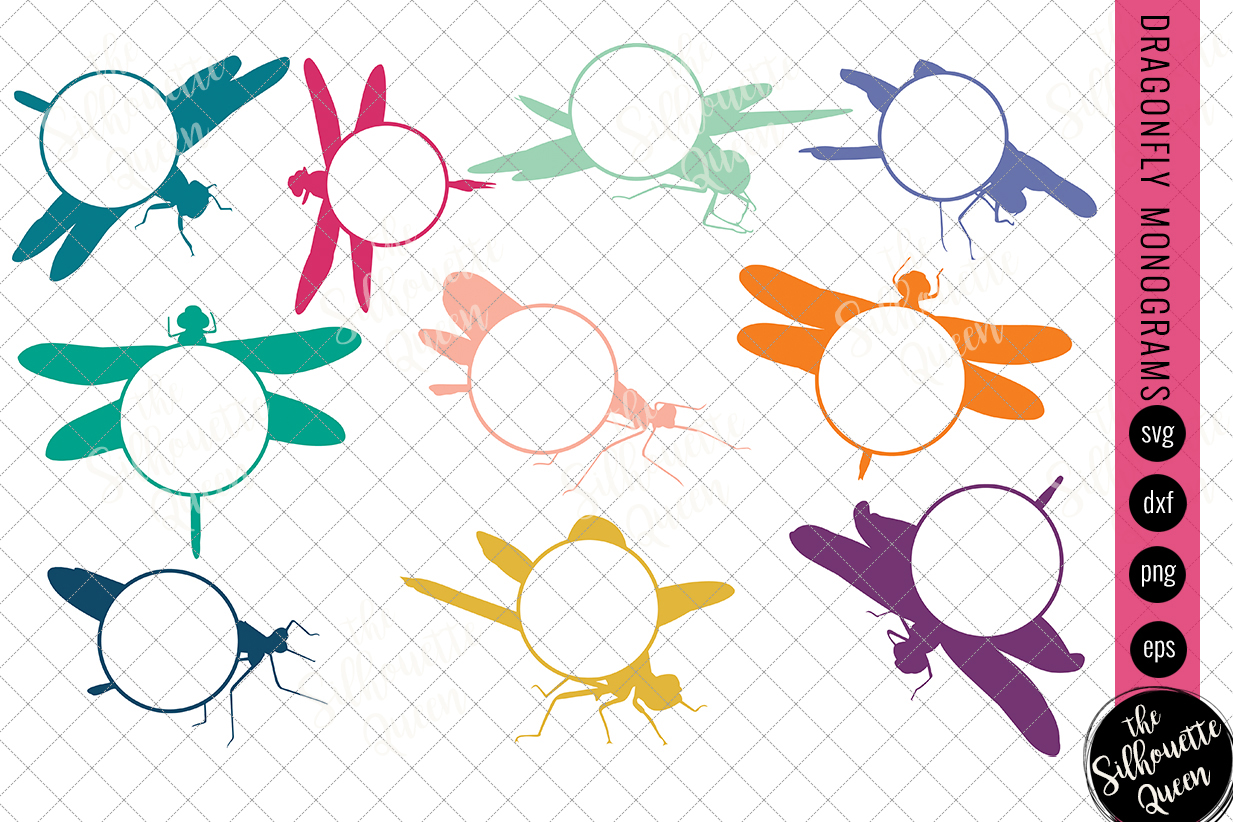Dragonfly Svg, Monogram Svg, Circle Frames, Cuttable Design,