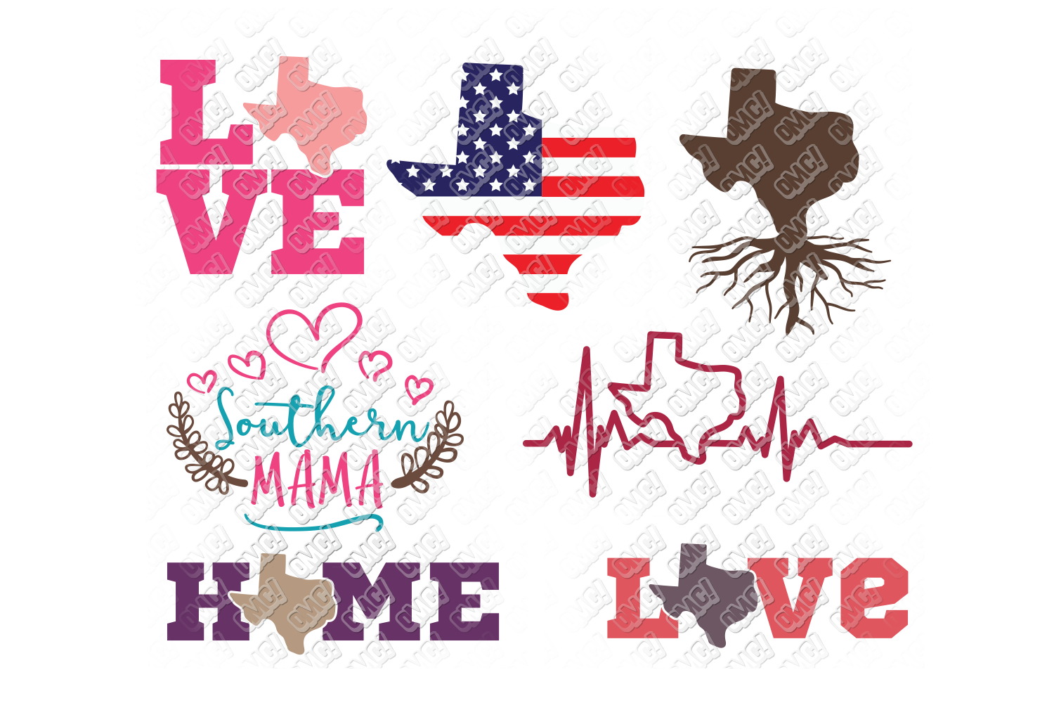 Texas SVG Monogram Bundle in SVG, DXF, PNG, EPS, JPG