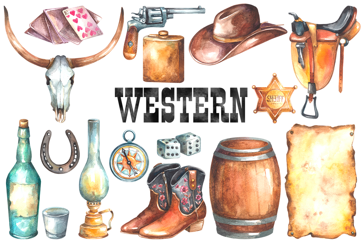 Watercolor Western Clipart