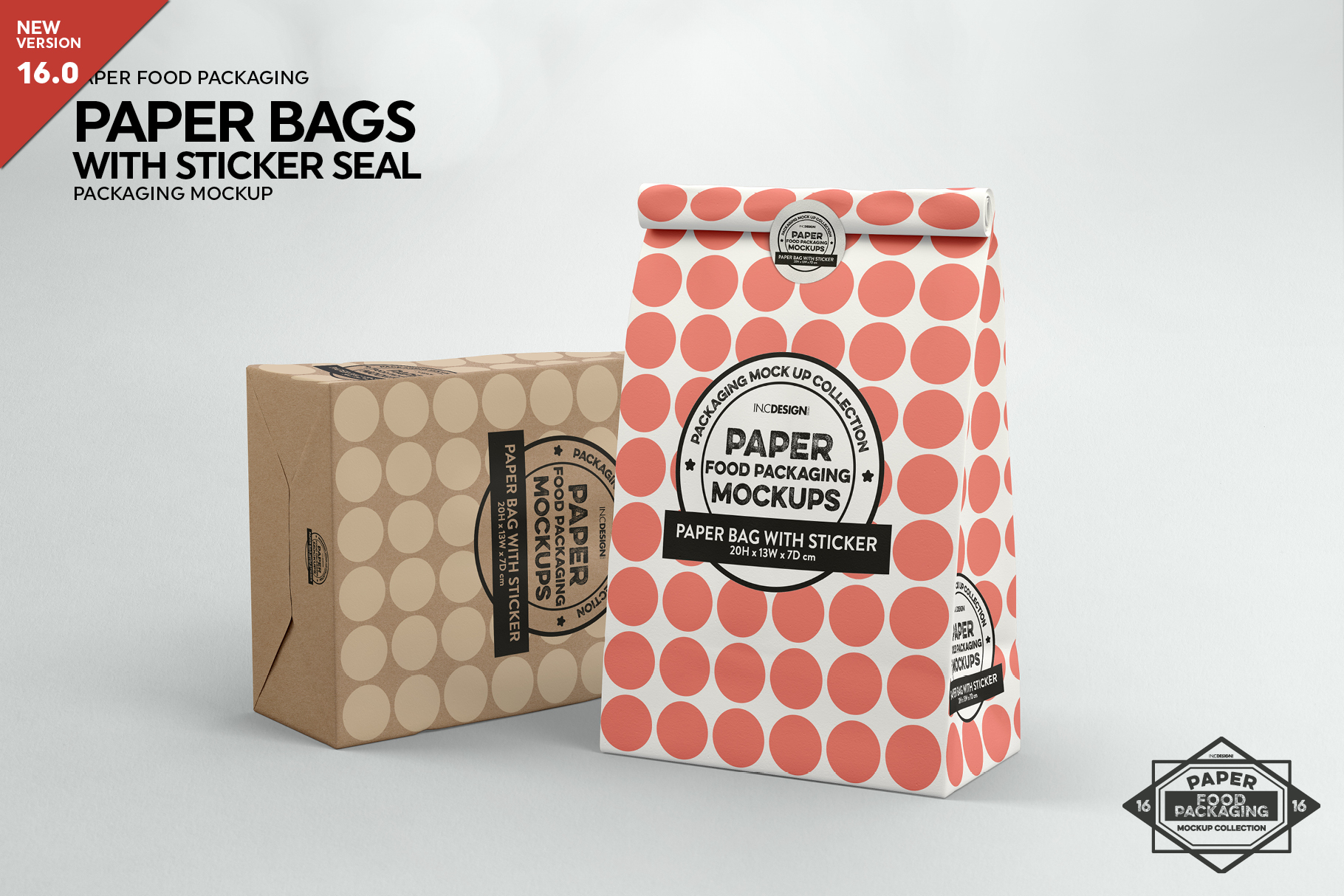 Paper Bag with Sticker Seal Packaging MockUps