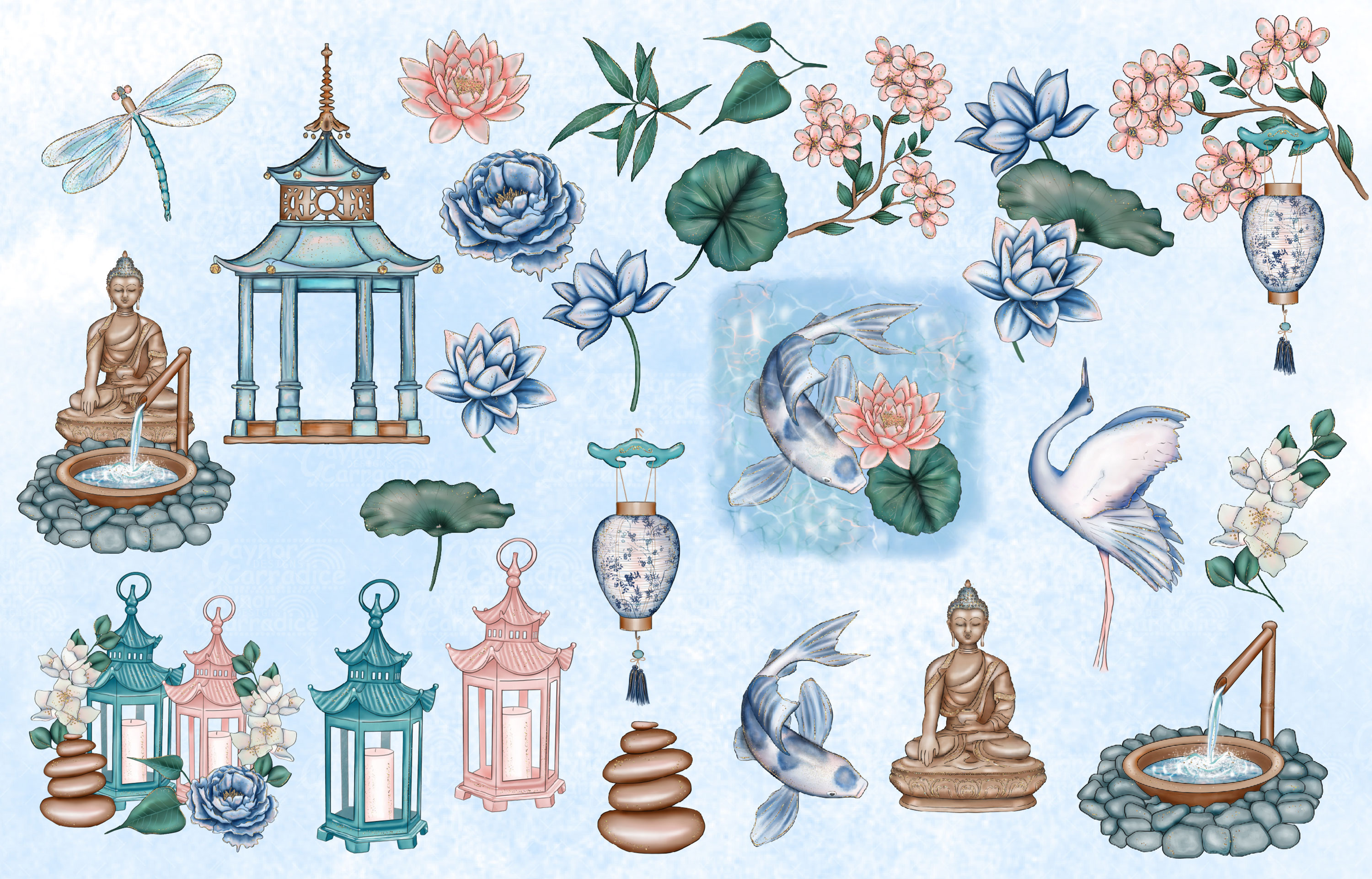 Tranquil - Zen garden clipart collection