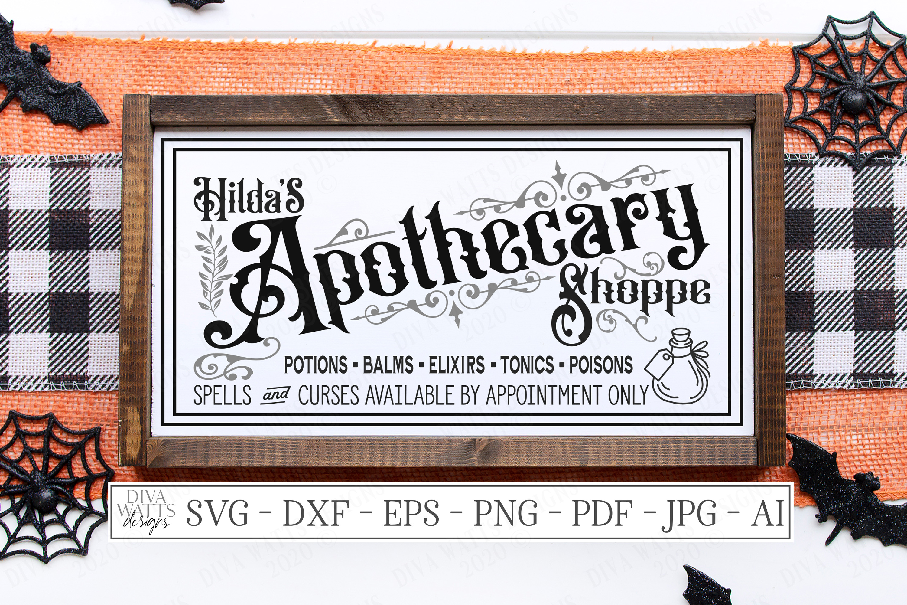 Apothecary Shoppe - Halloween Sign - Potions Spells - SVG
