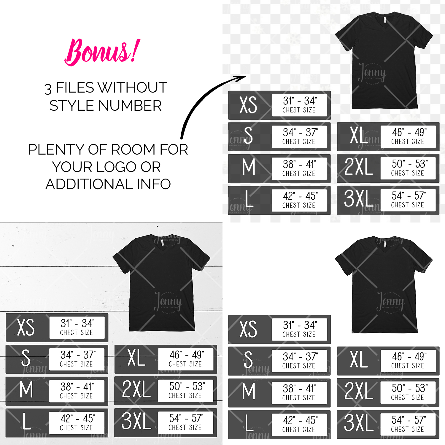Bella Canvas 3005 Tshirt Size Chart Mockup