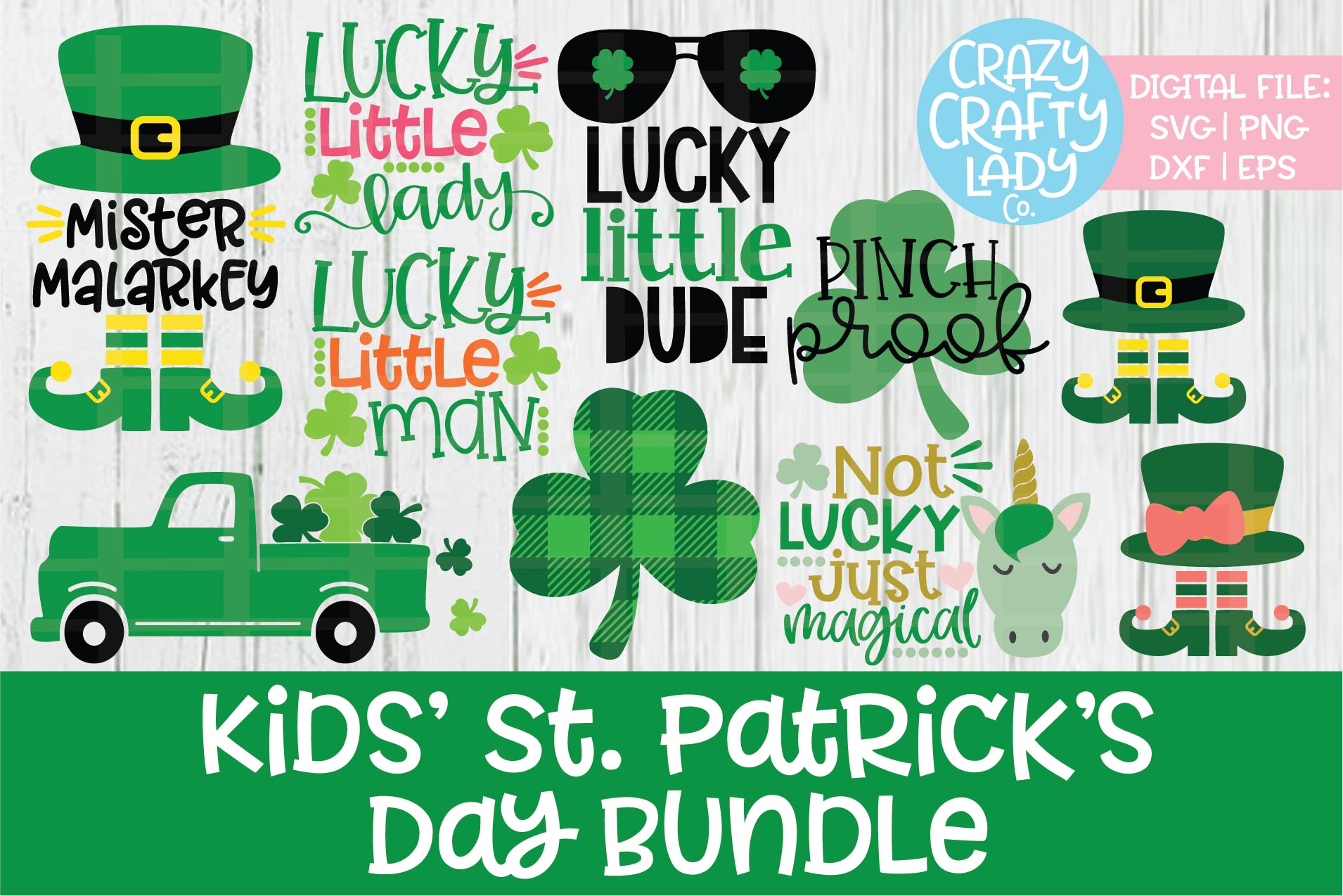 Kids' St. Patrick's Day SVG DXF EPS PNG Cut File Bundle