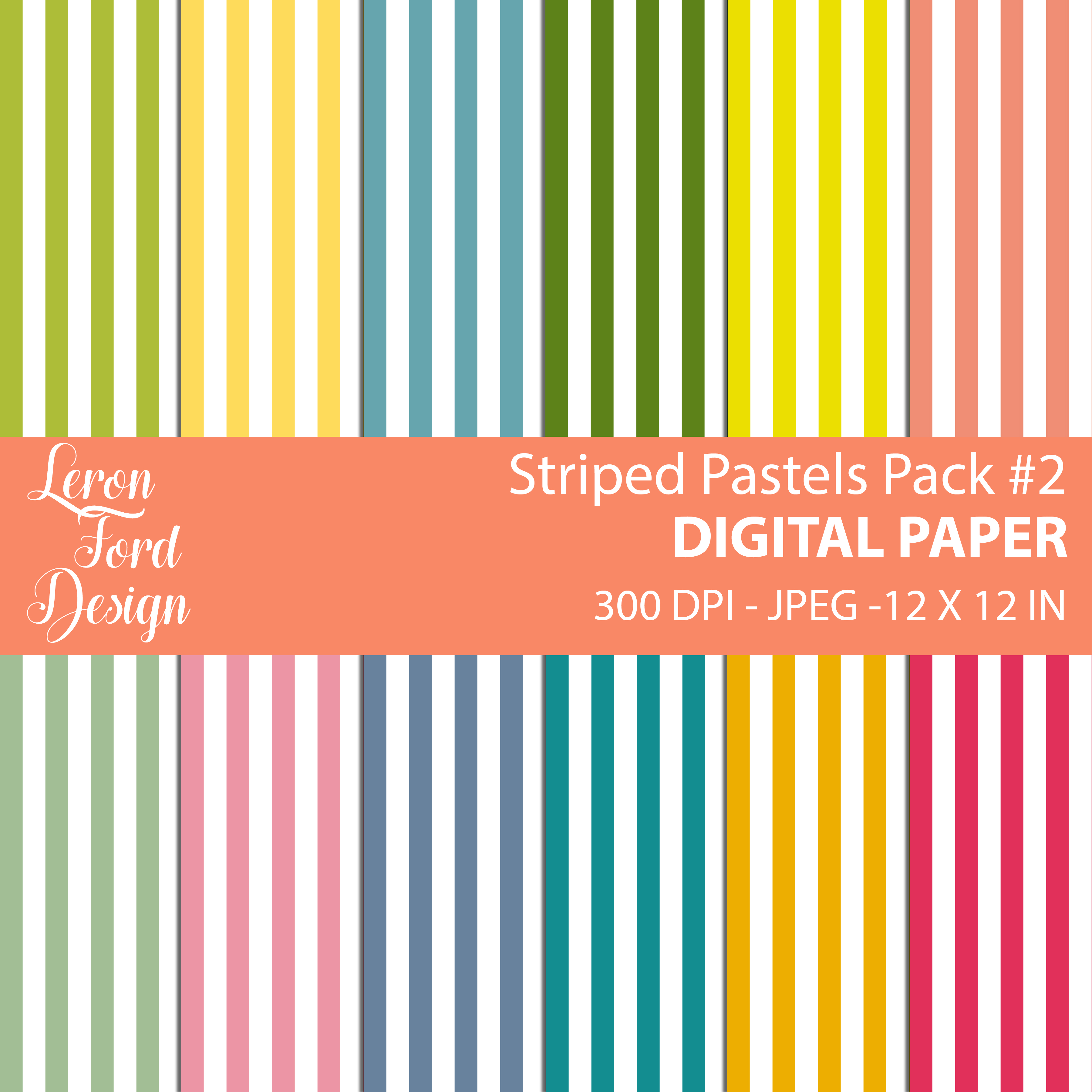 Striped Pastels Pack #2 Digital Paper (49494) | Backgrounds | Design ...