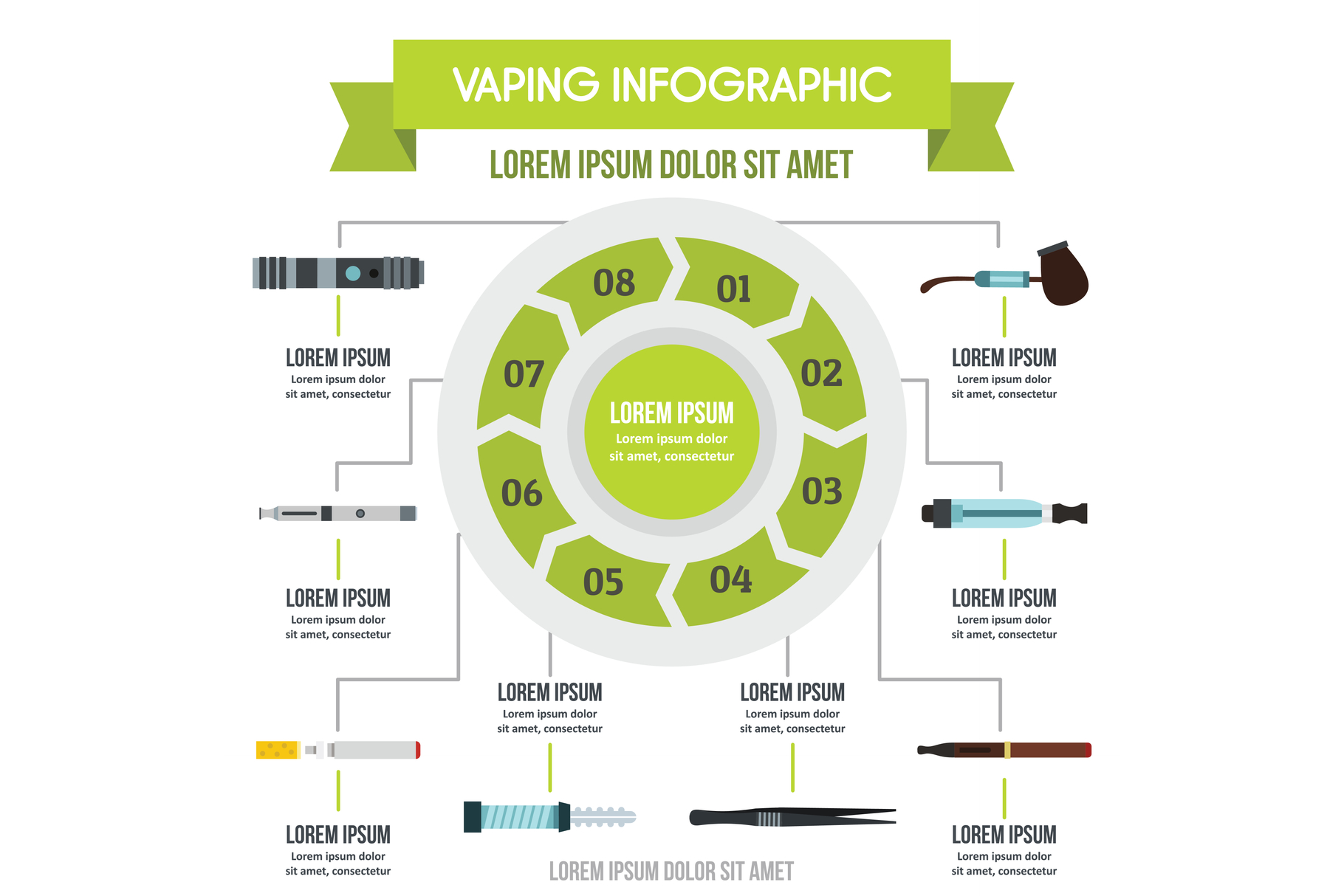 Vaping infographic concept, flat style (308212) | Illustrations ...