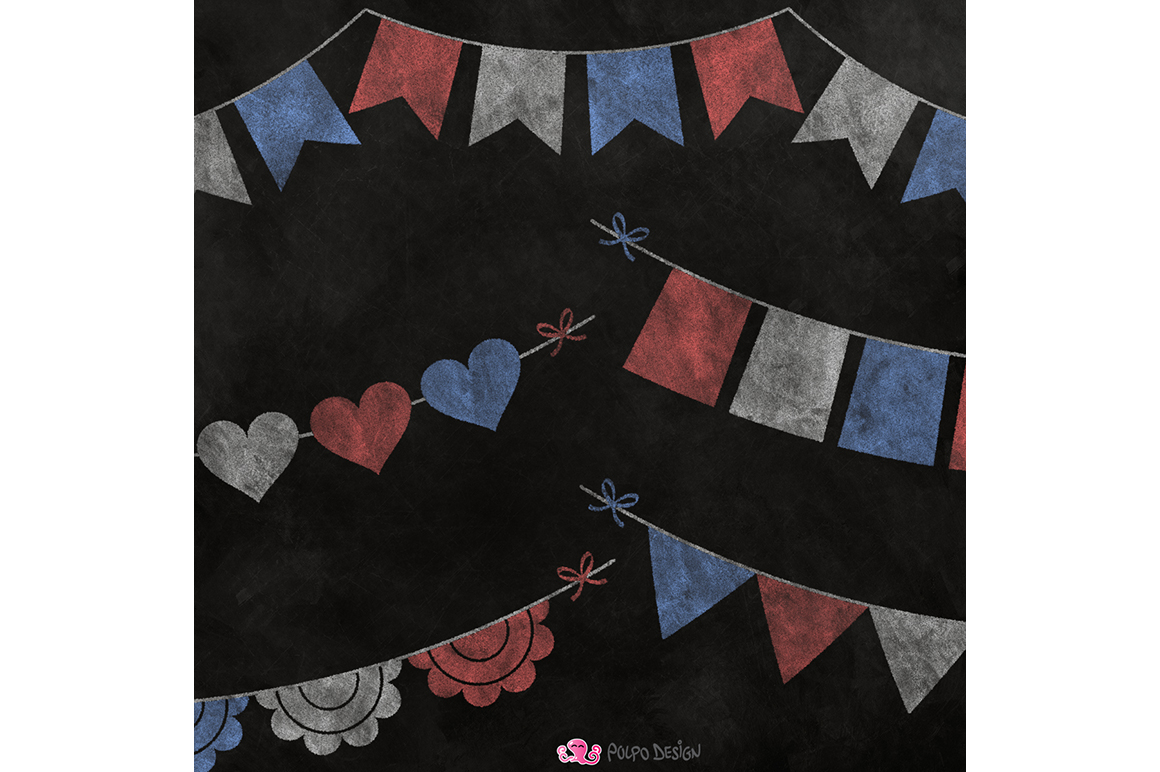 Patriotic Chalkboard Bunting Banners (65416) | Illustrations | Design ...
