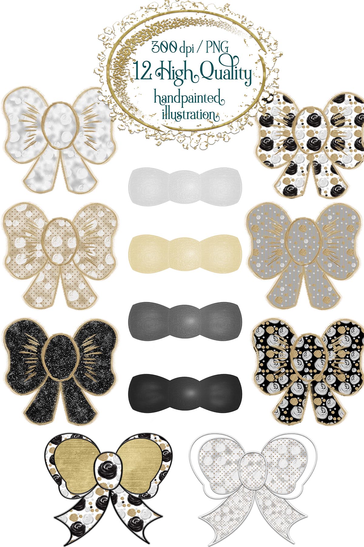 Bows clipart,Stationery,glitter bows,Ribbon,digital art