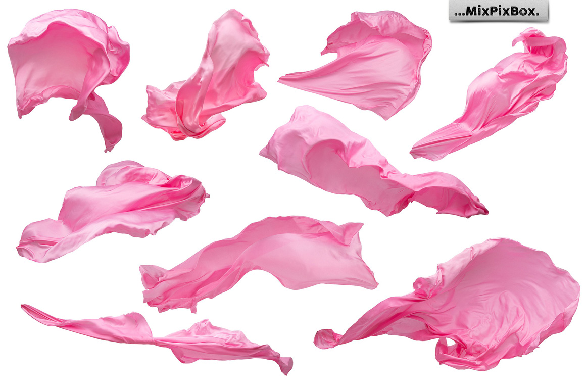 Pink Flying Fabric Photo Overlays (370463) | Textures | Design Bundles