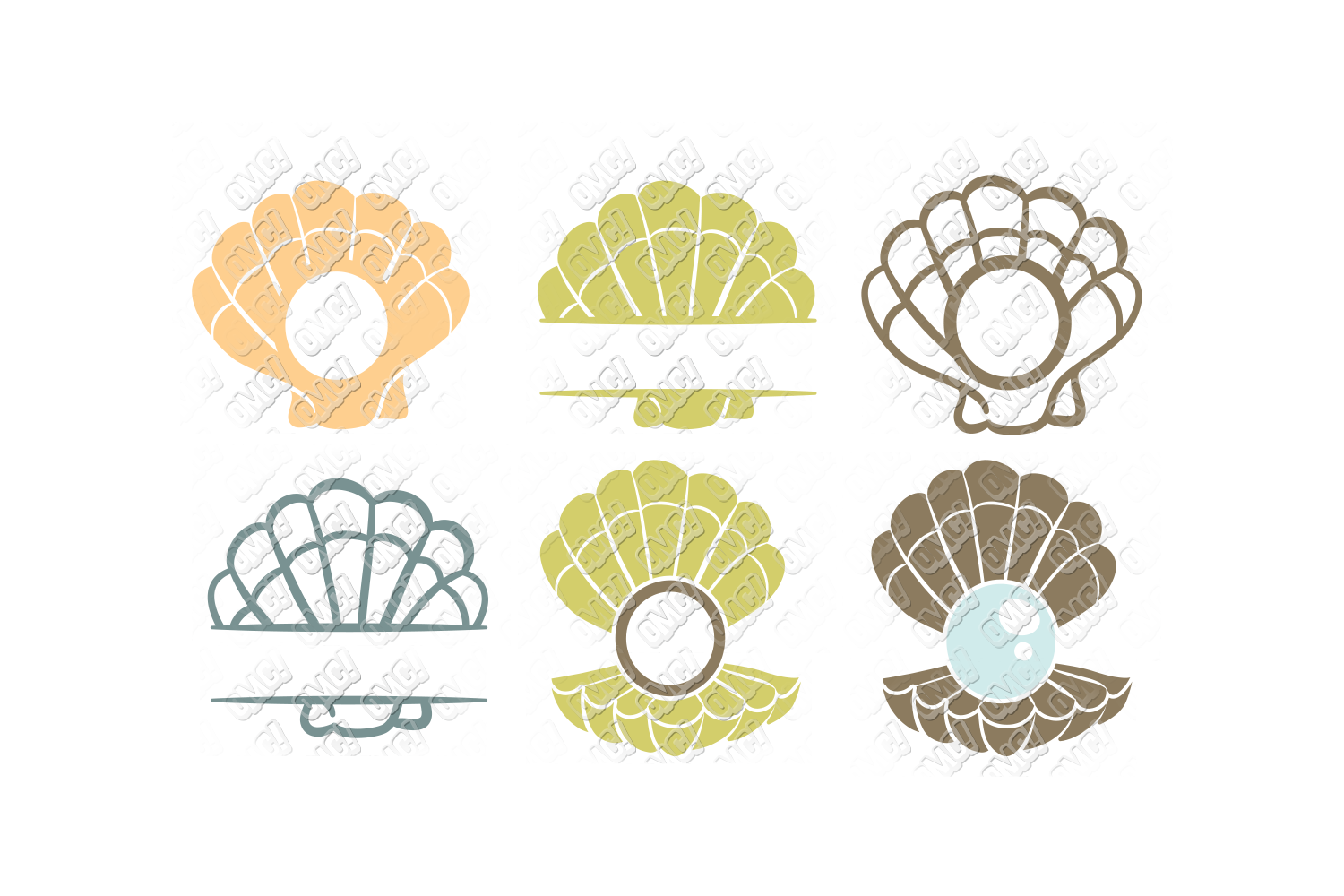 Sea Shell SVG Monogram Bundle in SVG/DXF/PNG/JPEG/EPS (104764) | Cut ...