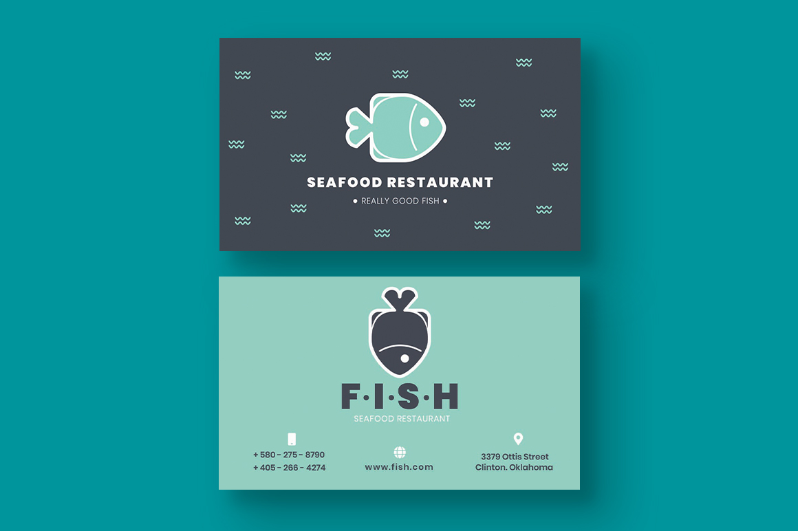 Seafood Restaurant Business Card (174257) | Business Cards | Design Bundles