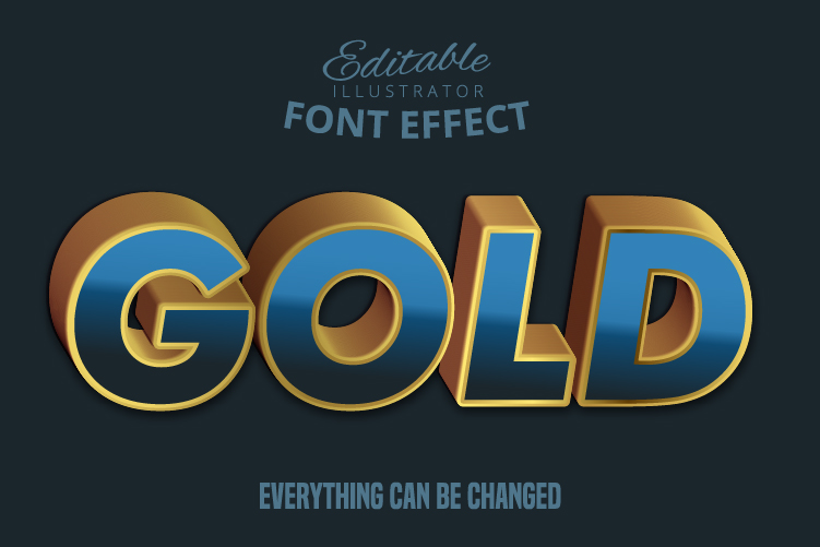 20 Golden illustrator editable text effects bundle