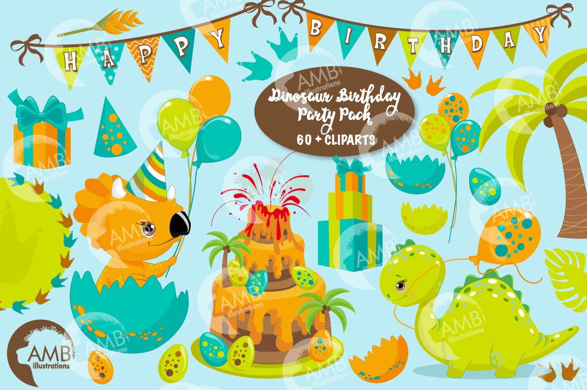 Baby Dinosaur Birthday clipart, graphics, AMB-2701