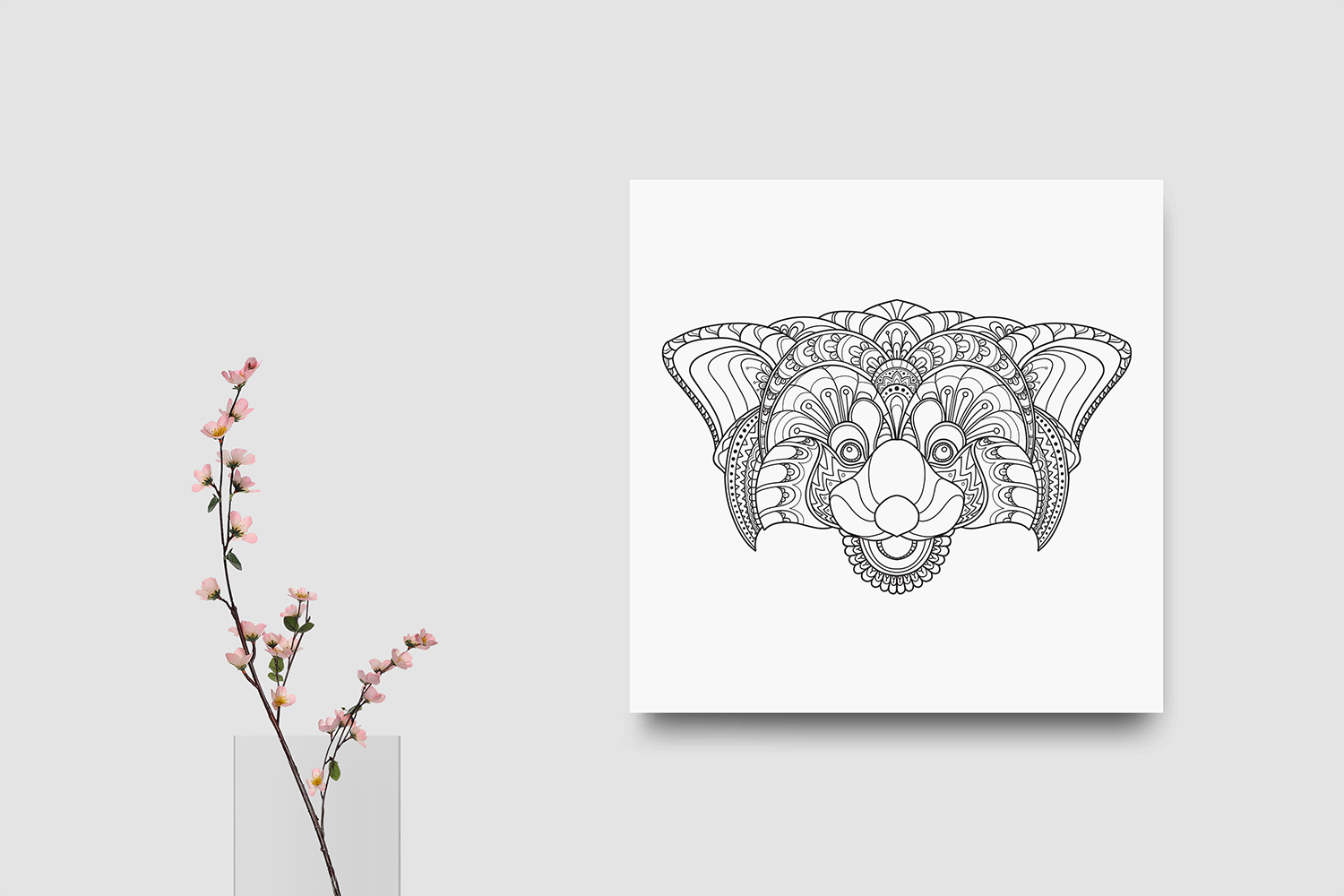 ZENTANGLE STYLIZED RED PANDA HEAD (193189) | Illustrations | Design Bundles