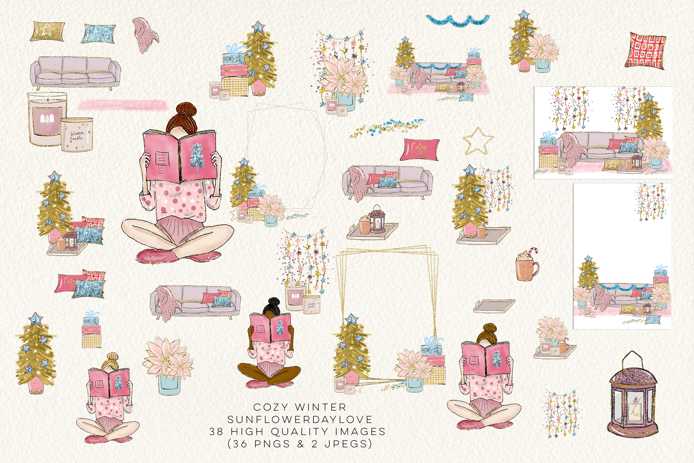 Christmas Clip Art, Winter clip art, Cozy Winter clip art