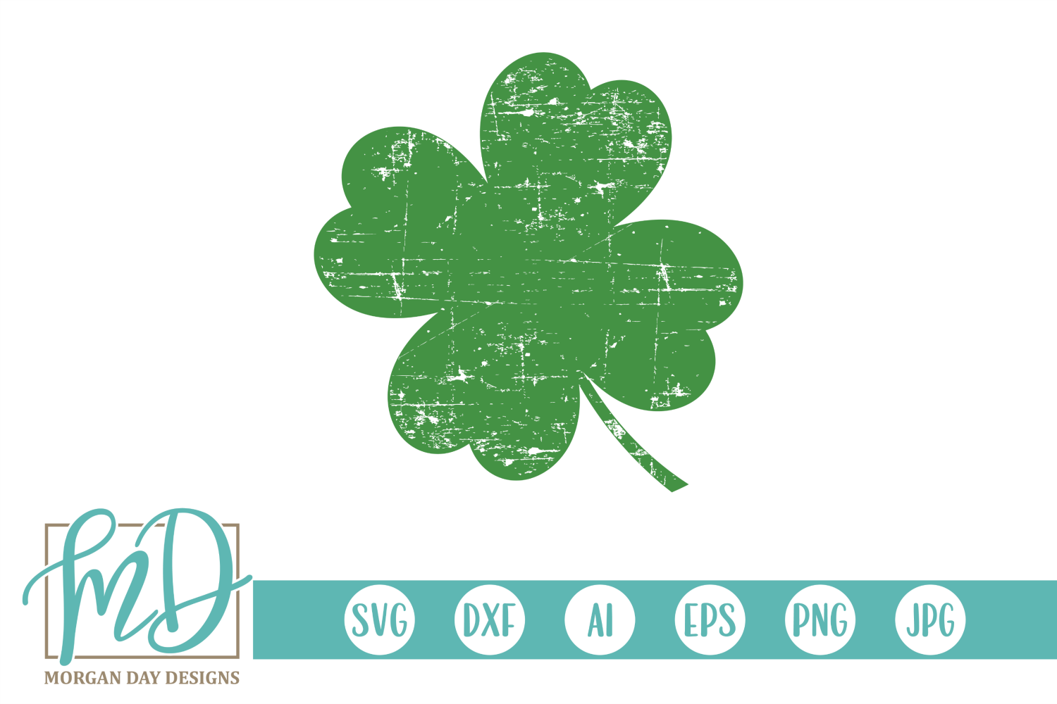Grunge Shamrock - Distressed Clover - St Patrick's Day SVG