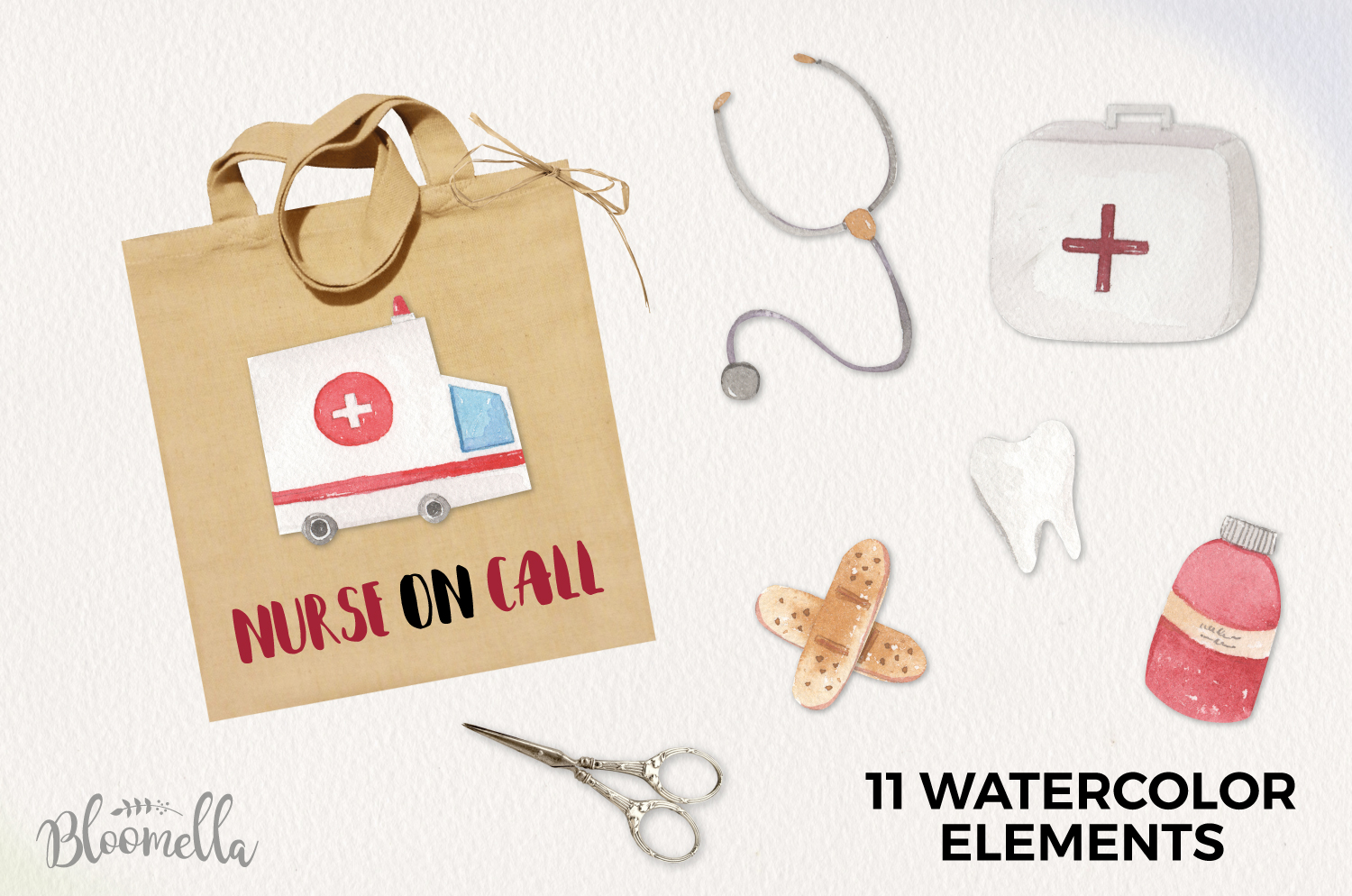 Medical Watercolor 11 Elements Doctor Nurse Icons Equipment