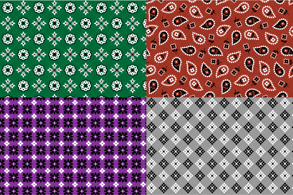 Seamless Bandana Patterns (148551) | Patterns | Design Bundles