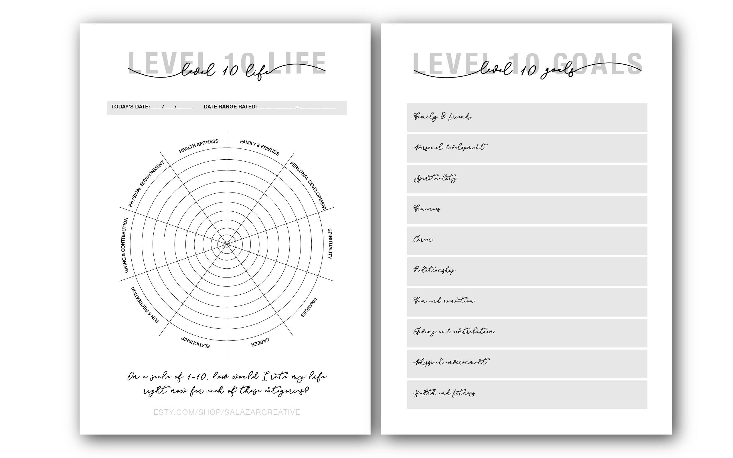 Level 10 Life Bullet journal Template