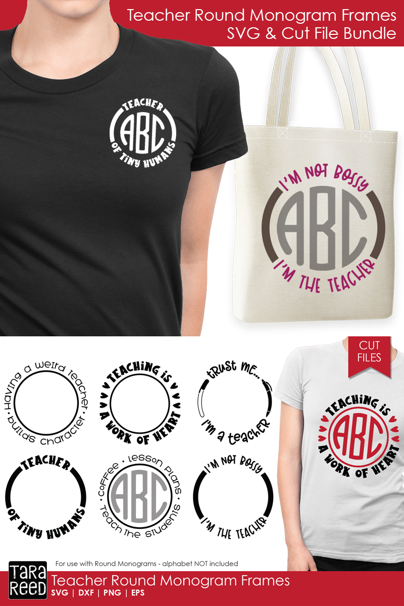 Teacher Round Monogram Frames - SVG and Cut Files (252549) | Cut Files ...