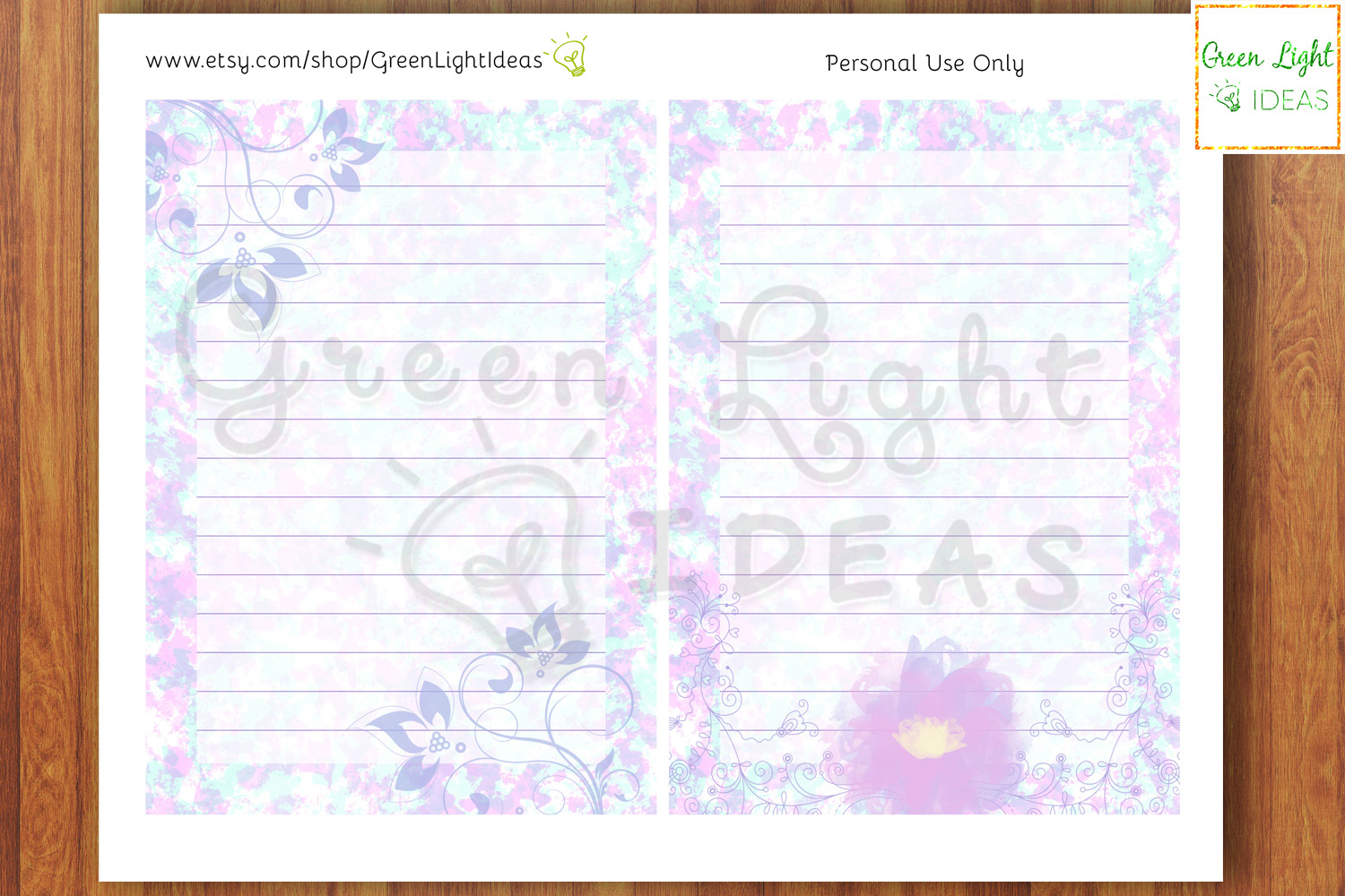 Watercolor Writing Papers, Watercolor Journal Pages