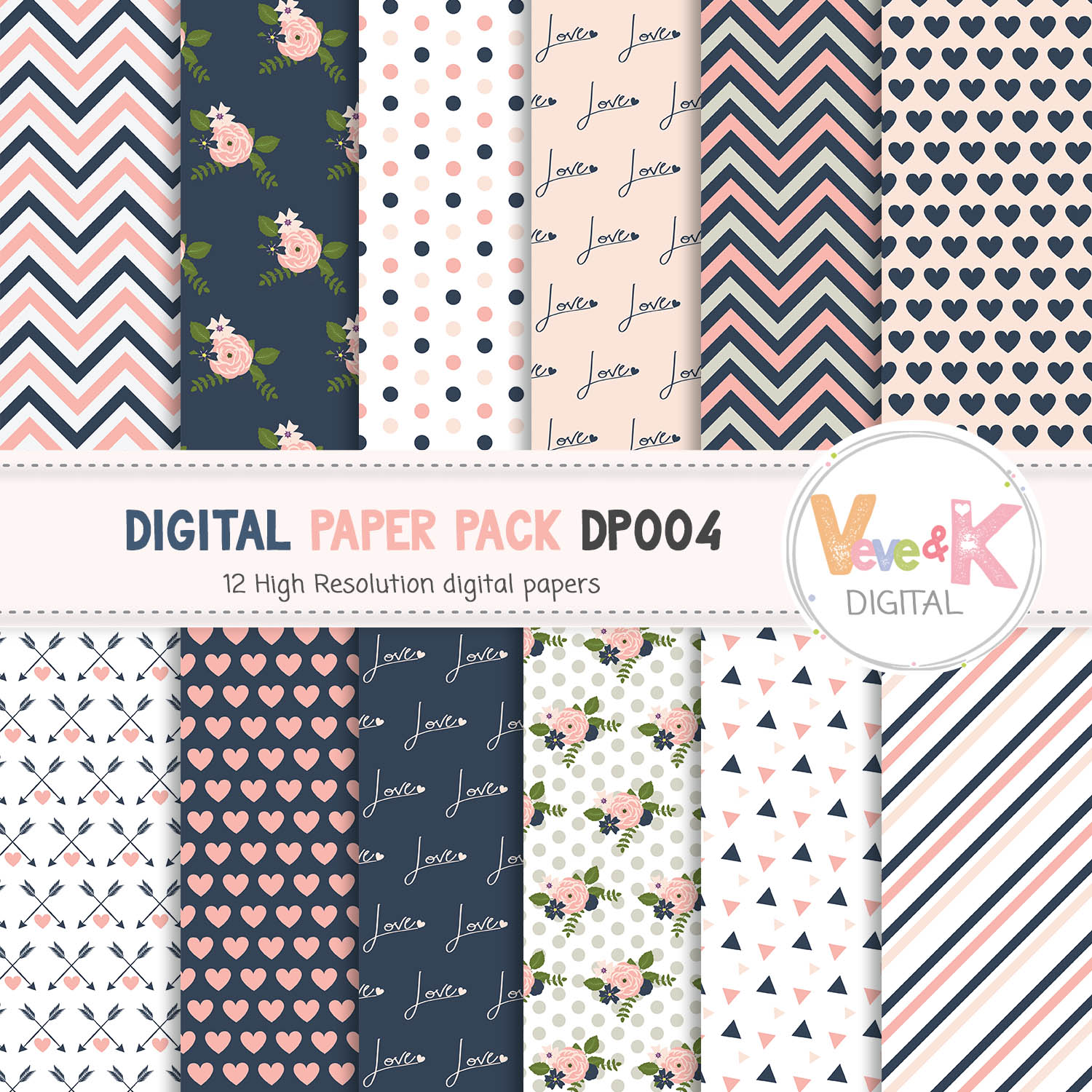 Navy And Pink Digital Paper Pack Scrapbook Digital Paper Page Navy And Pink Digital Paper Pack Scrapbook Digital Paper Page