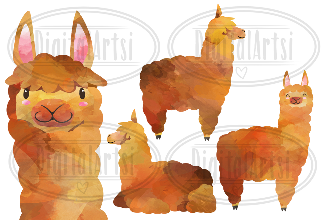 Watercolor Llama Clipart (188297) | Illustrations | Design Bundles