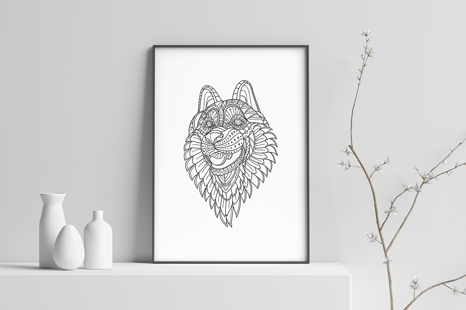 ZENTANGLE STYLIZED SIBERIAN HUSKY HEAD (193251) | Illustrations ...