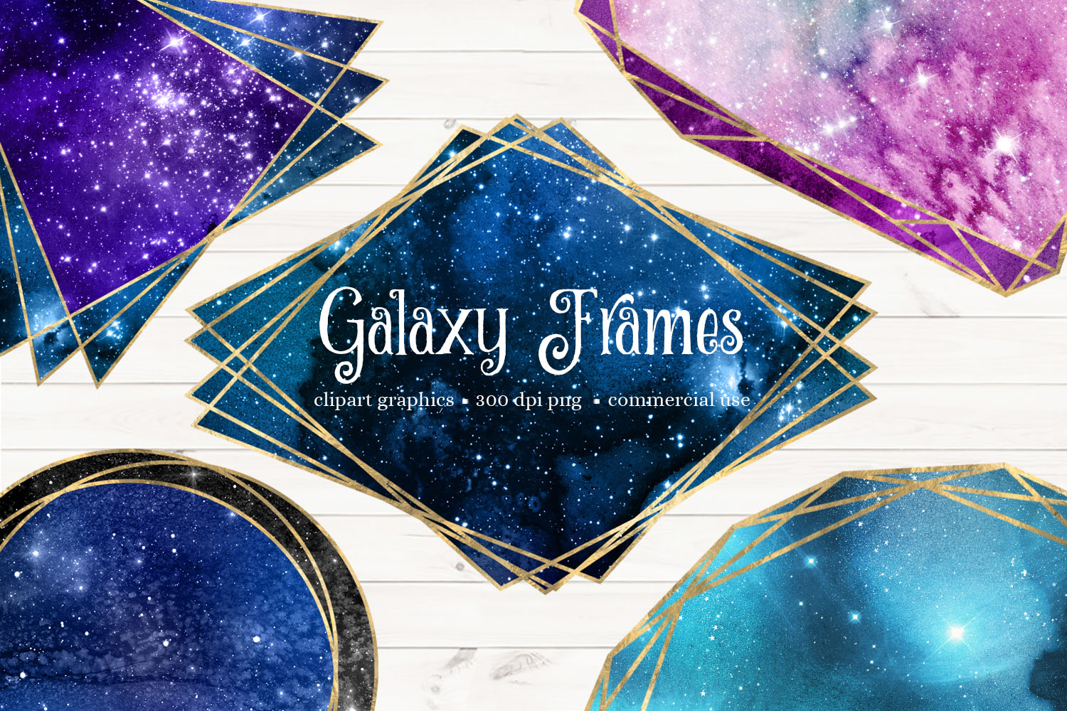 Galaxy Polygonal Frames Clipart (292104) | Illustrations | Design Bundles
