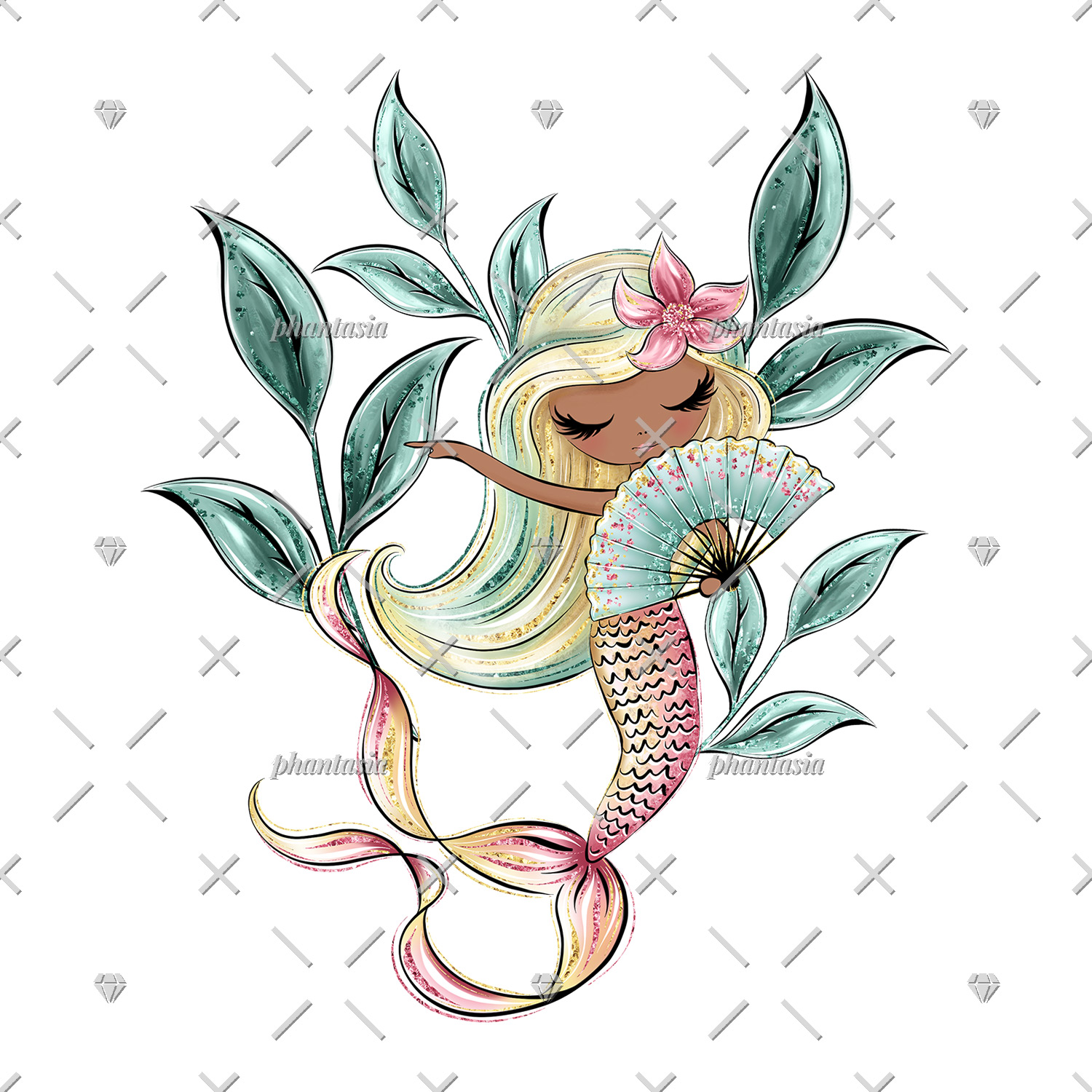 Summer Mermaids Watercolor Clipart (272694) | Illustrations | Design ...