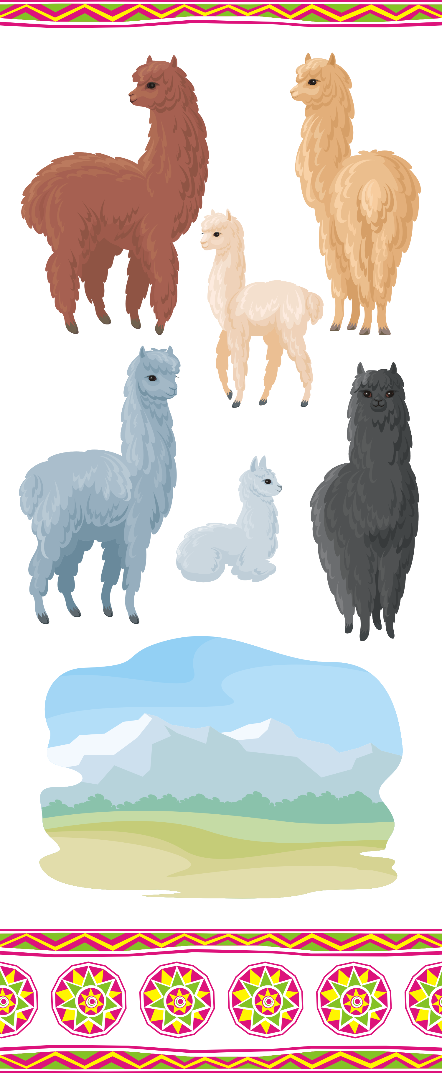 Alpacas. Vector clip arts. (92605) | Illustrations | Design Bundles