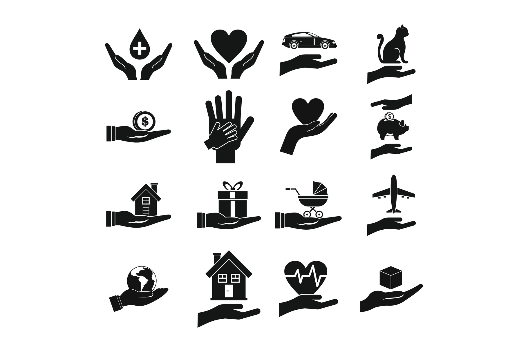 Hand protect icon set, simple style (368452) | Illustrations | Design ...