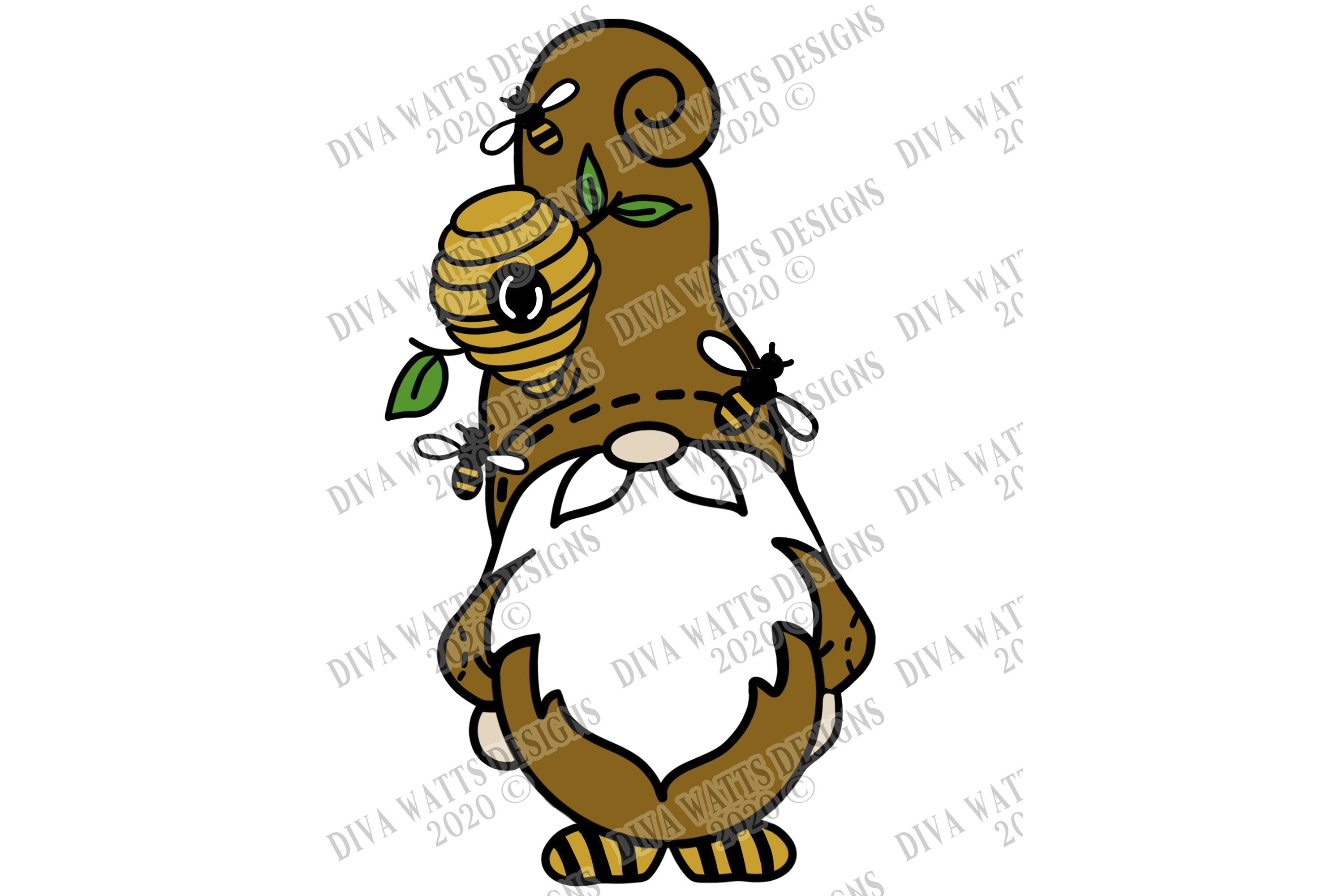 Farmhouse Bumble Bee Gnome - Hive Skep Bees Buzz - SVG PNG