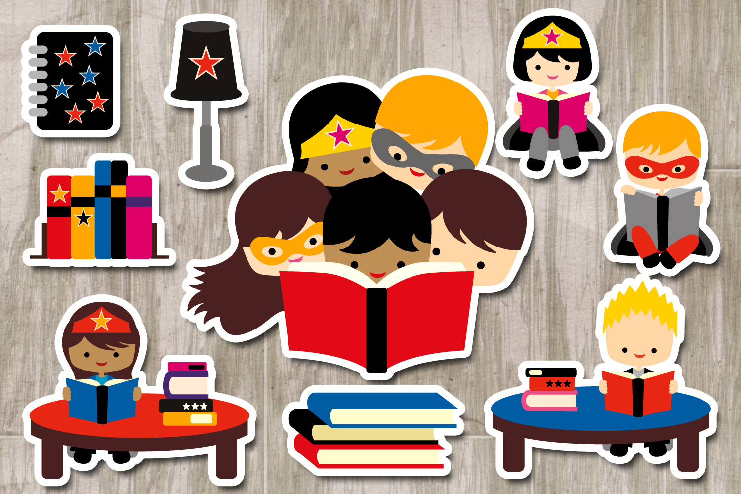 Superhero reading books graphics and illustrations (74397 ...