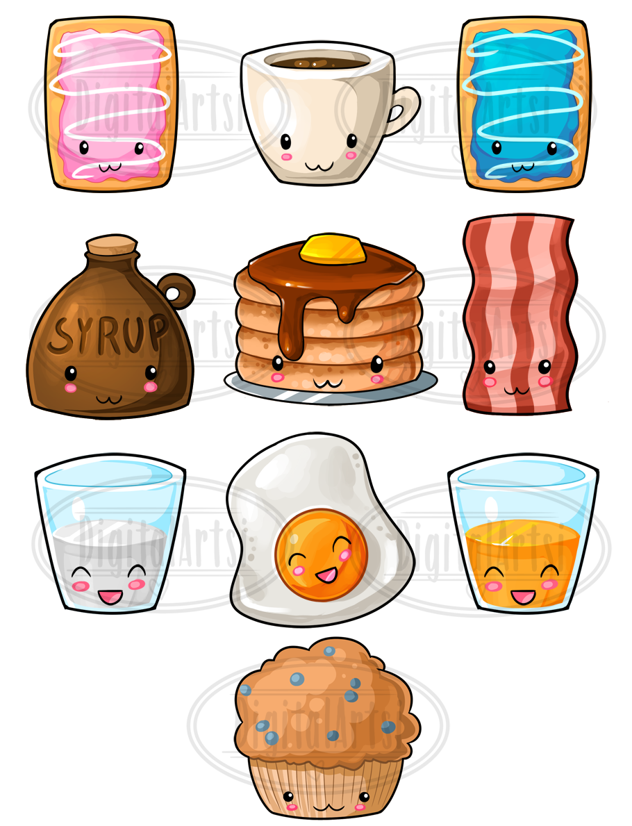 Kawaii Breakfast Clipart
