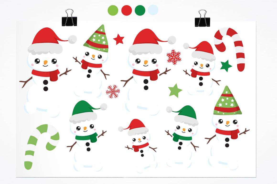 Snowman friends faces icons graphics and illustrations