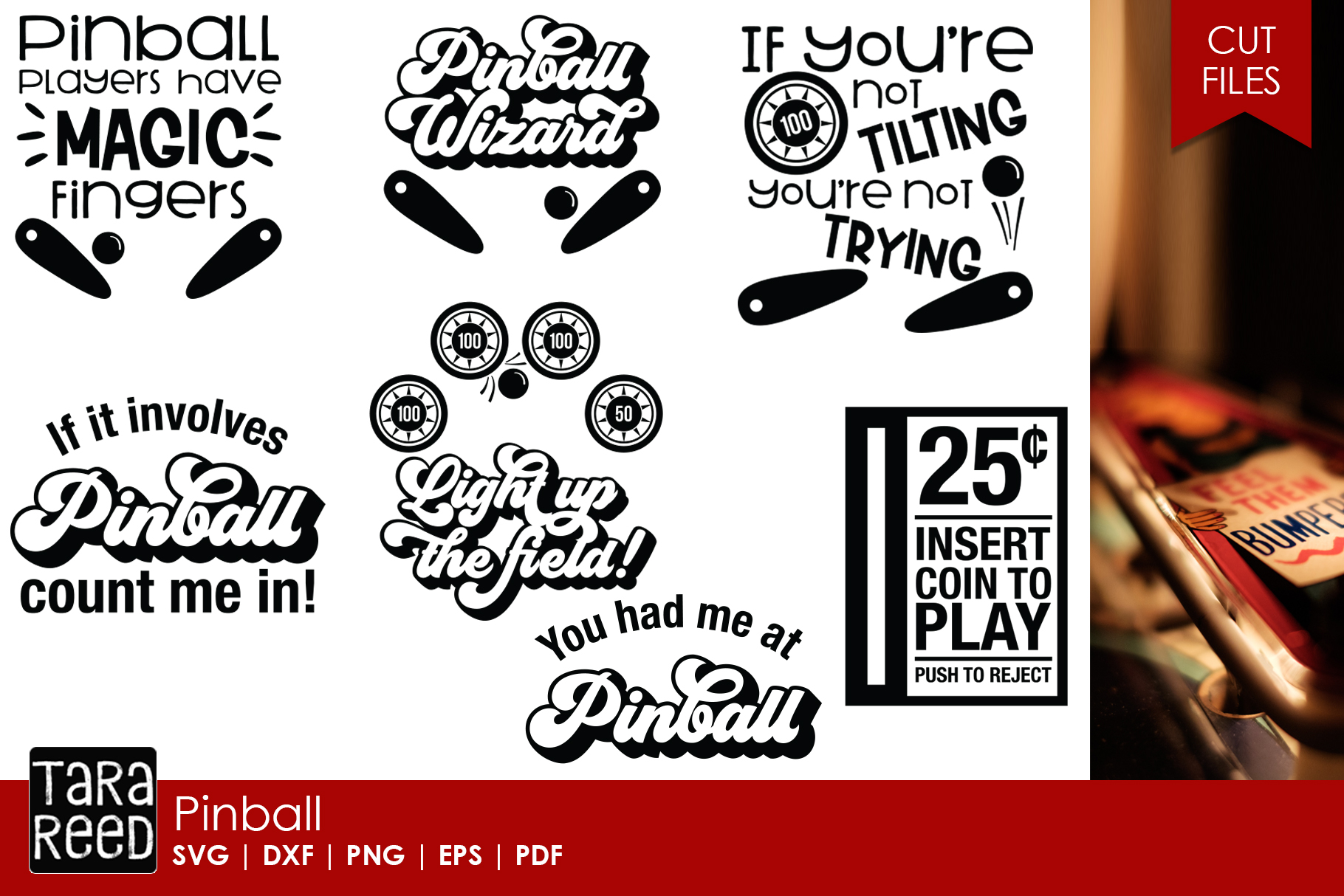 Pinball - Arcade Game SVG and Cut Files for Crafters