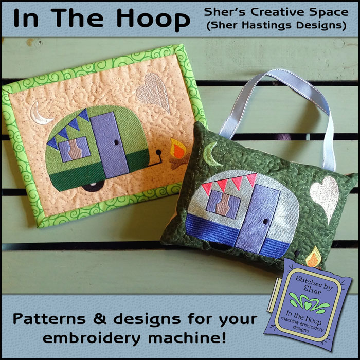 Tiny Camper Mug Rug or Doorknob Hanger Pattern - Machine Embroidery