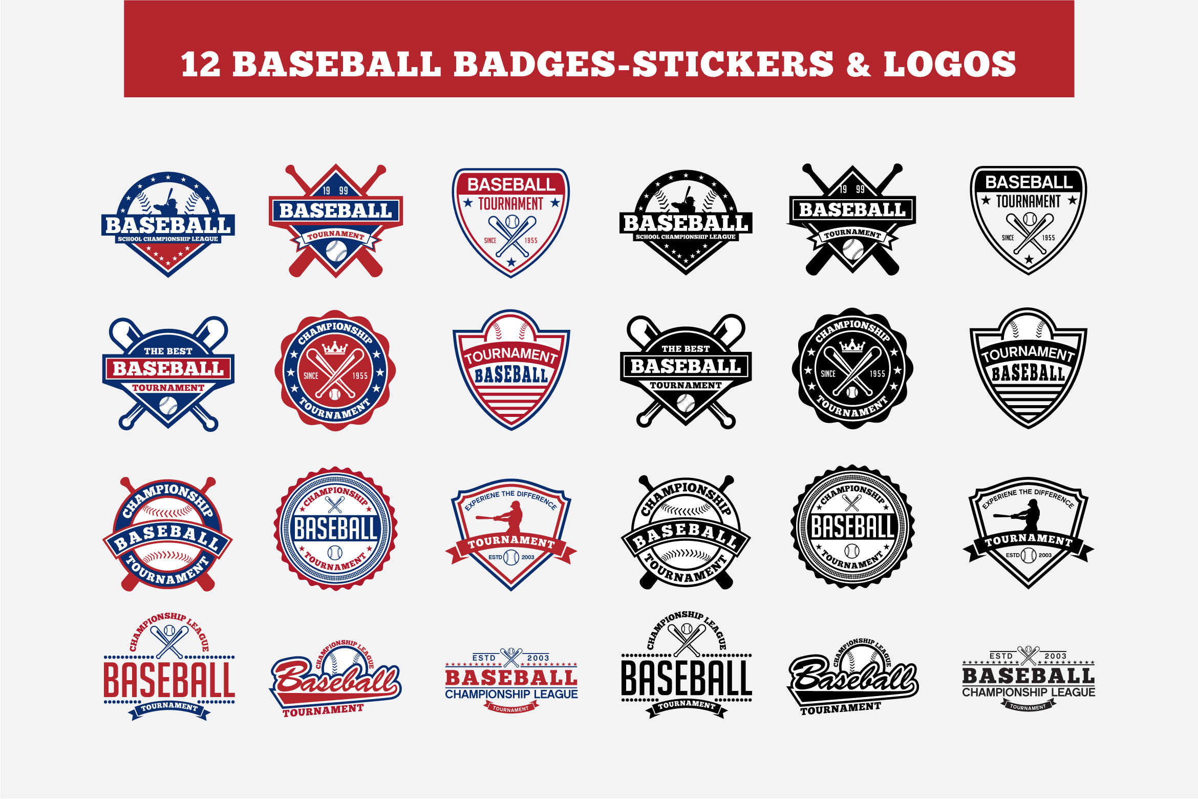 Baseball Badge & Logo Vol2 (298647) | Logos | Design Bundles