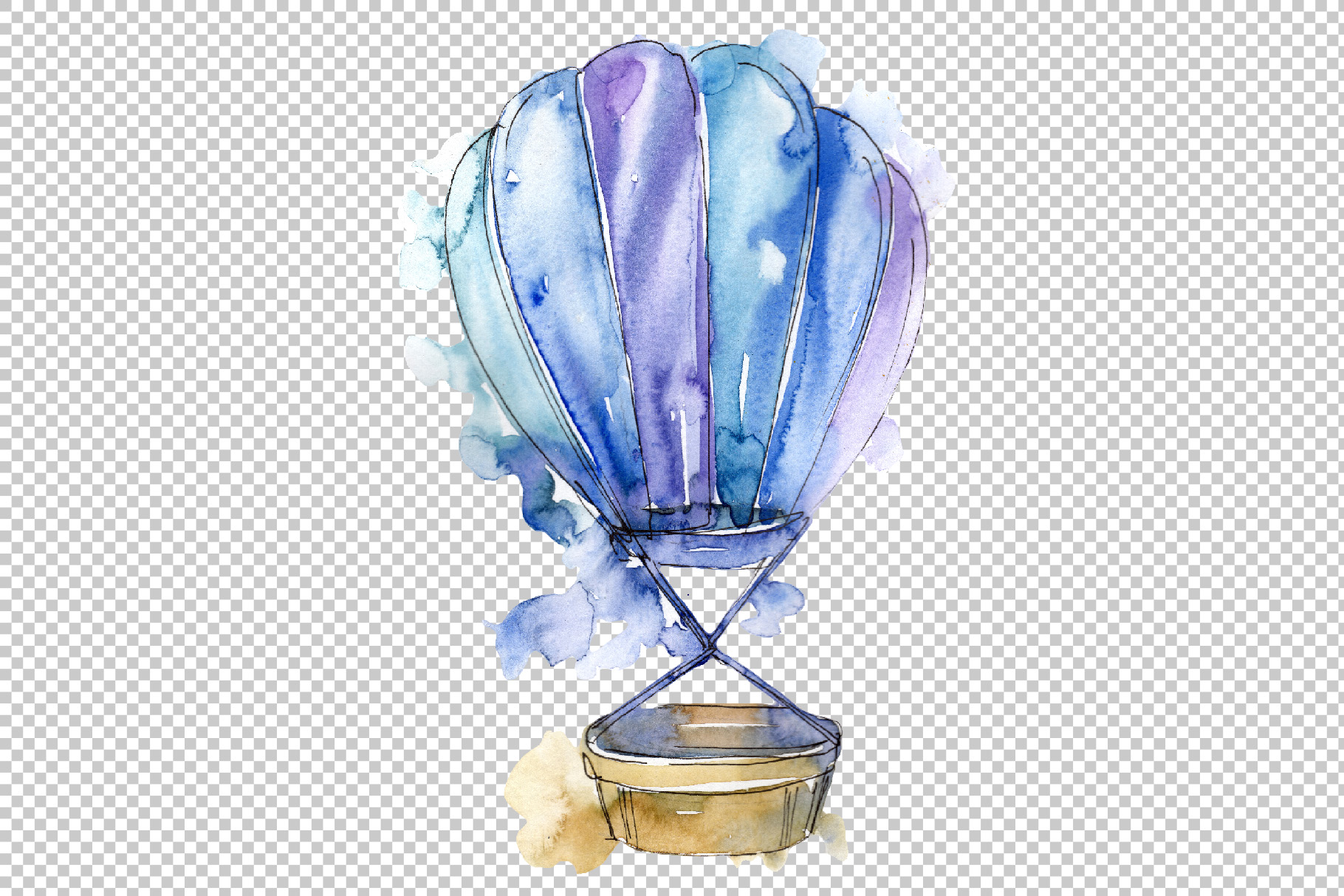 Hot air balloon PNG watercolor set (111685) | Illustrations | Design ...