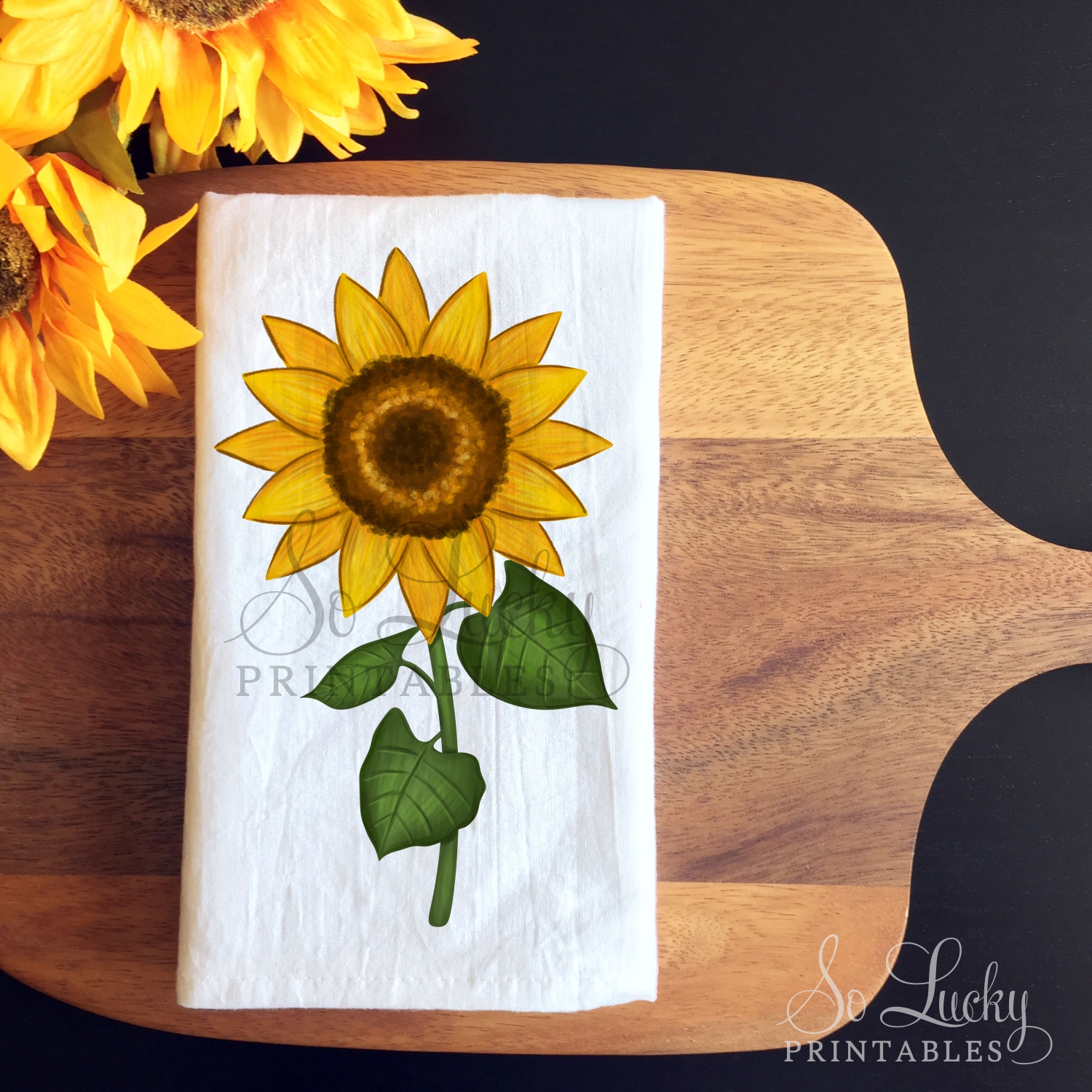 Sunflower painted printable sublimation design