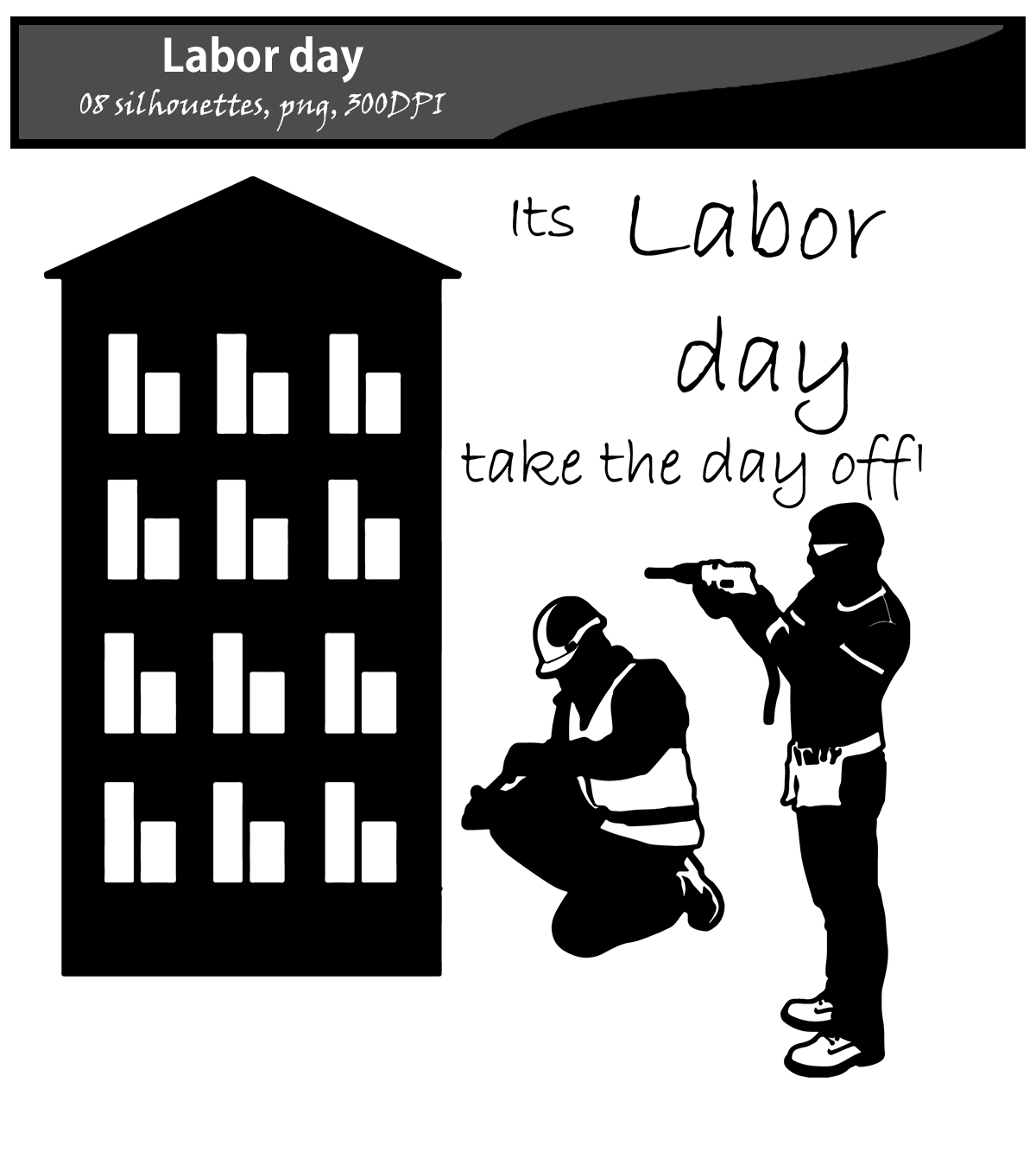Labor day silhouette / printable labor day silhouette / vector graphics ...