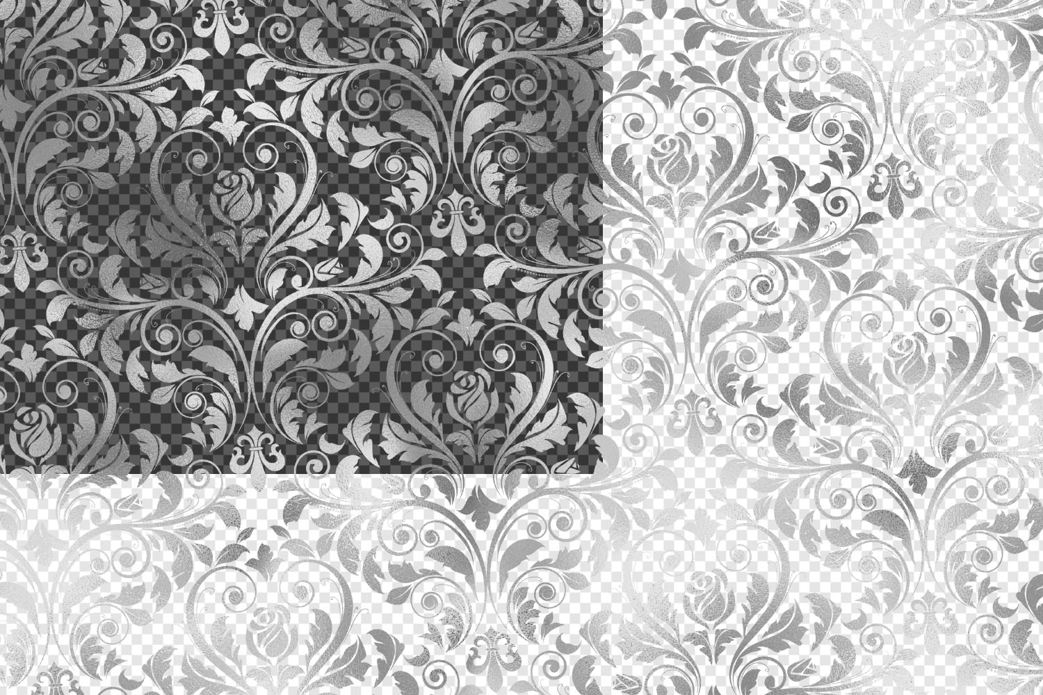 Silver Damask Pattern Overlays