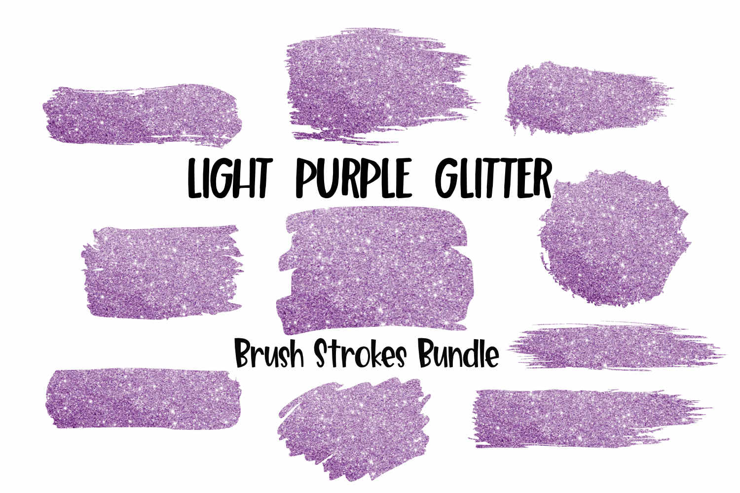 Light Purple Glitter Brush Strokes Background Bundle PNG