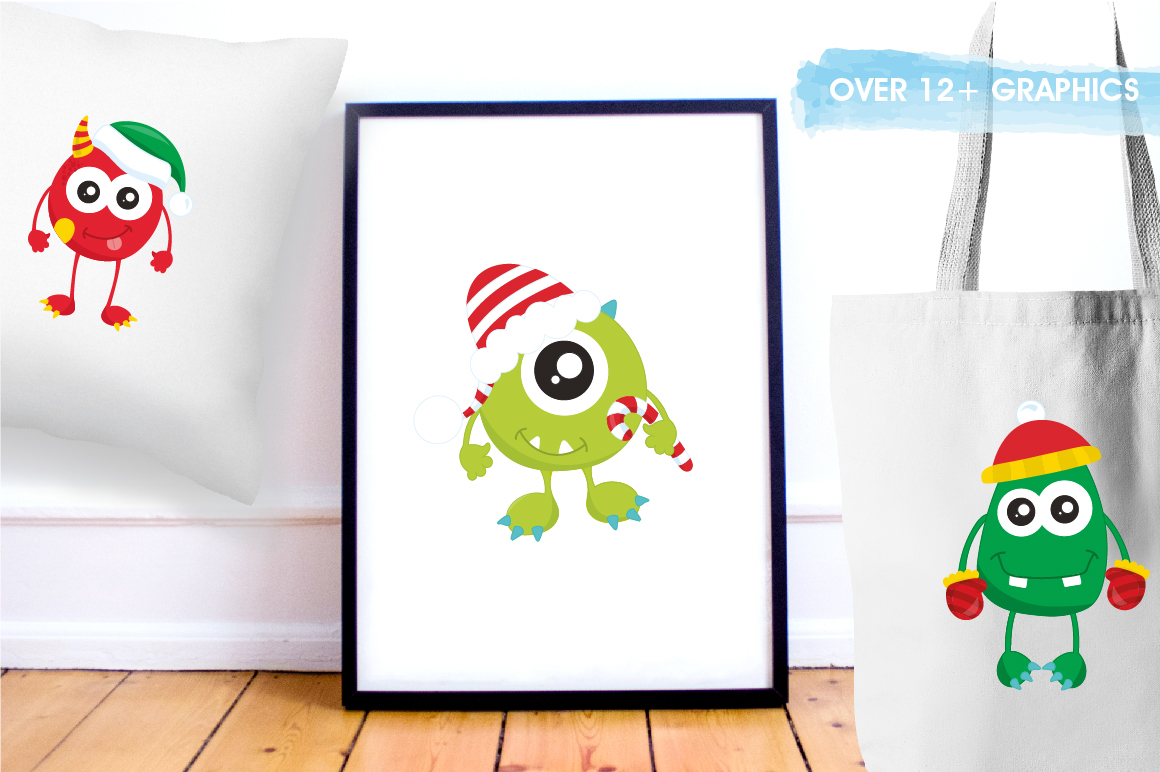 Christmas Monsters icons graphics and illustrations